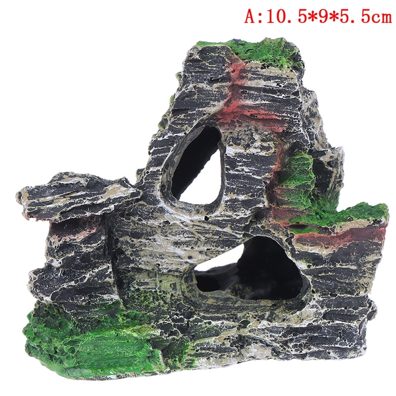 Mountain View Aquarium Rock Cave Tree Bridge Fish Tank Ornament Rockery ...
