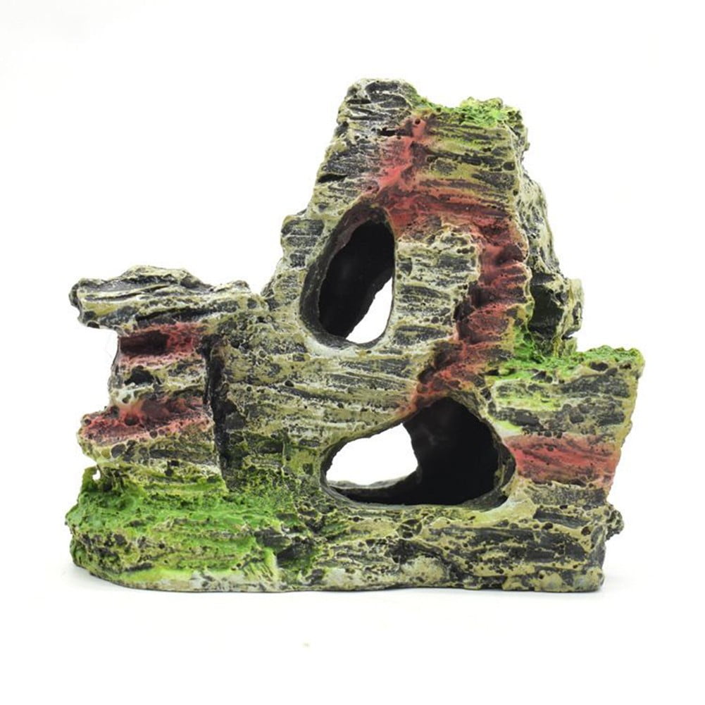 Mountain View Aquarium Rock Cave Tree Bridge Fish Tank Ornament Rockery ...