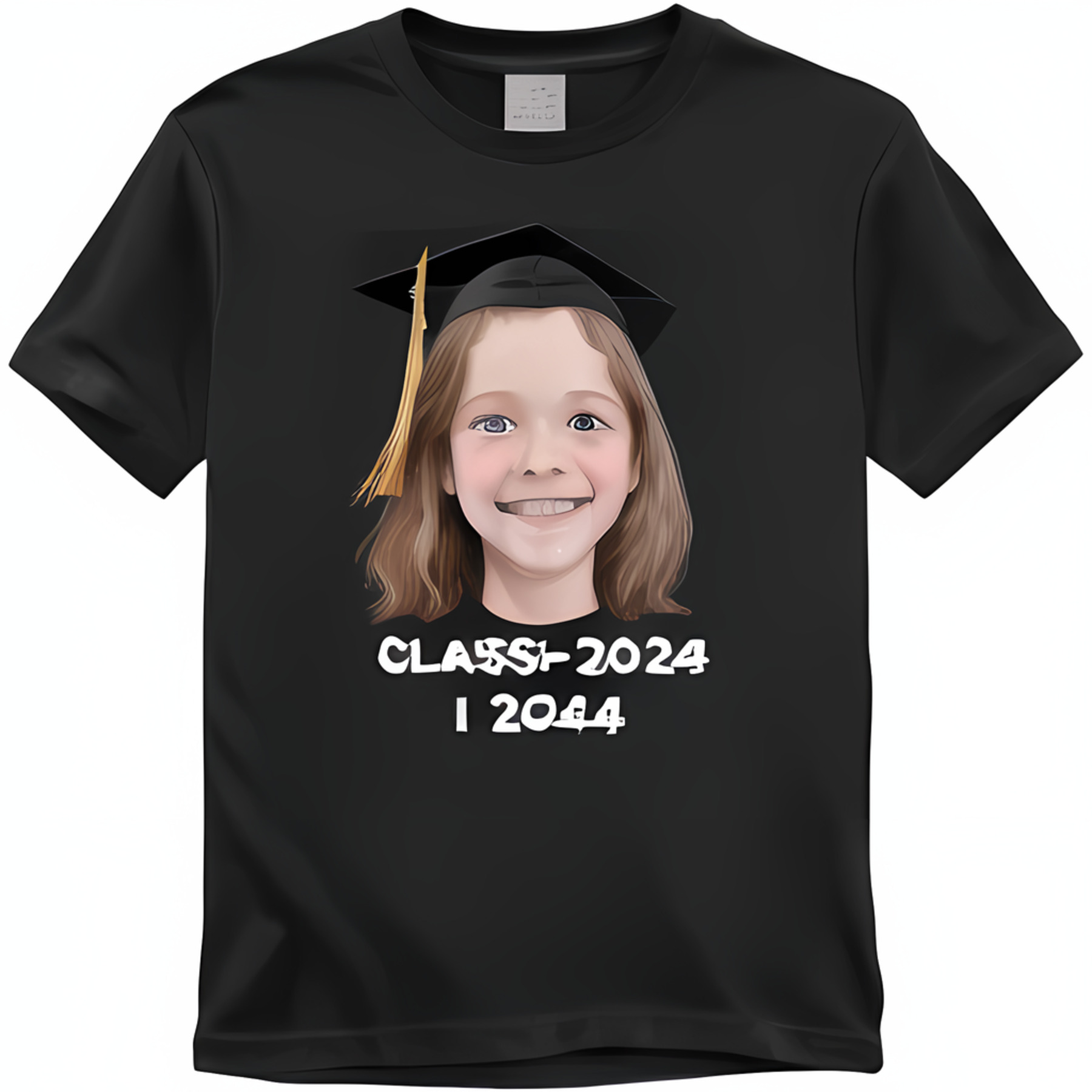 Mountain View Class of 2045 Graduation Girl Caricature Black T-Shirt ...