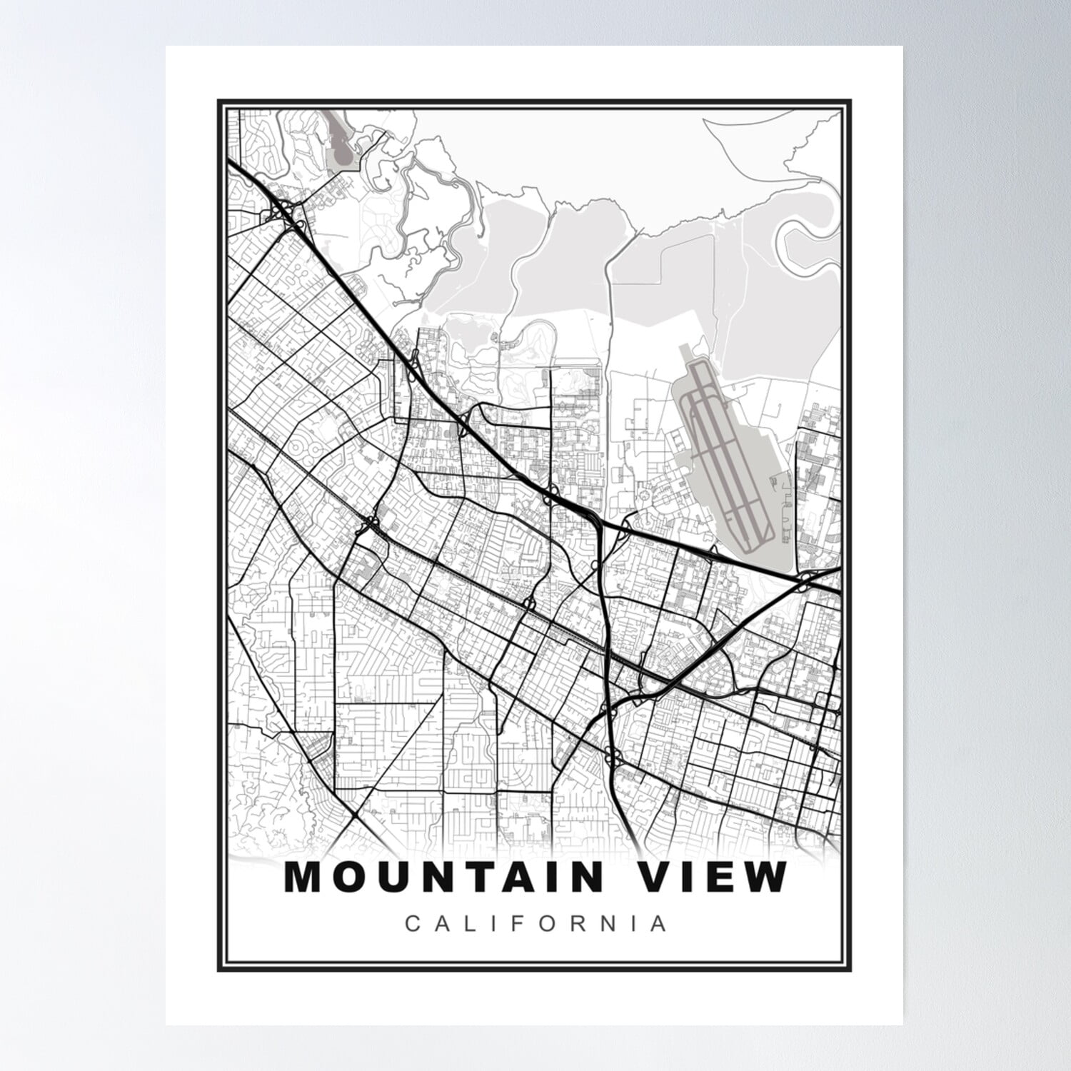 Mountain View Map Poster Wall Art, Modern Wall Decor, 8x12 UNFRAMED ...