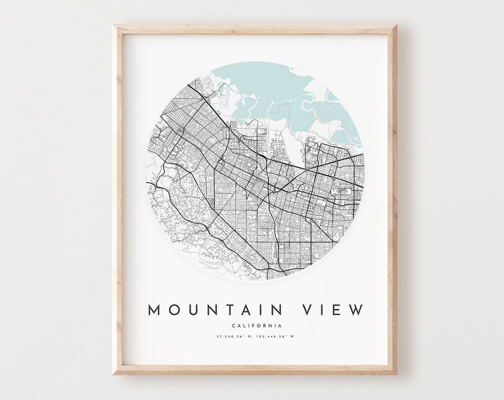 Mountain View Map Print, Mountain View Map Poster City Wall Art, Ca ...