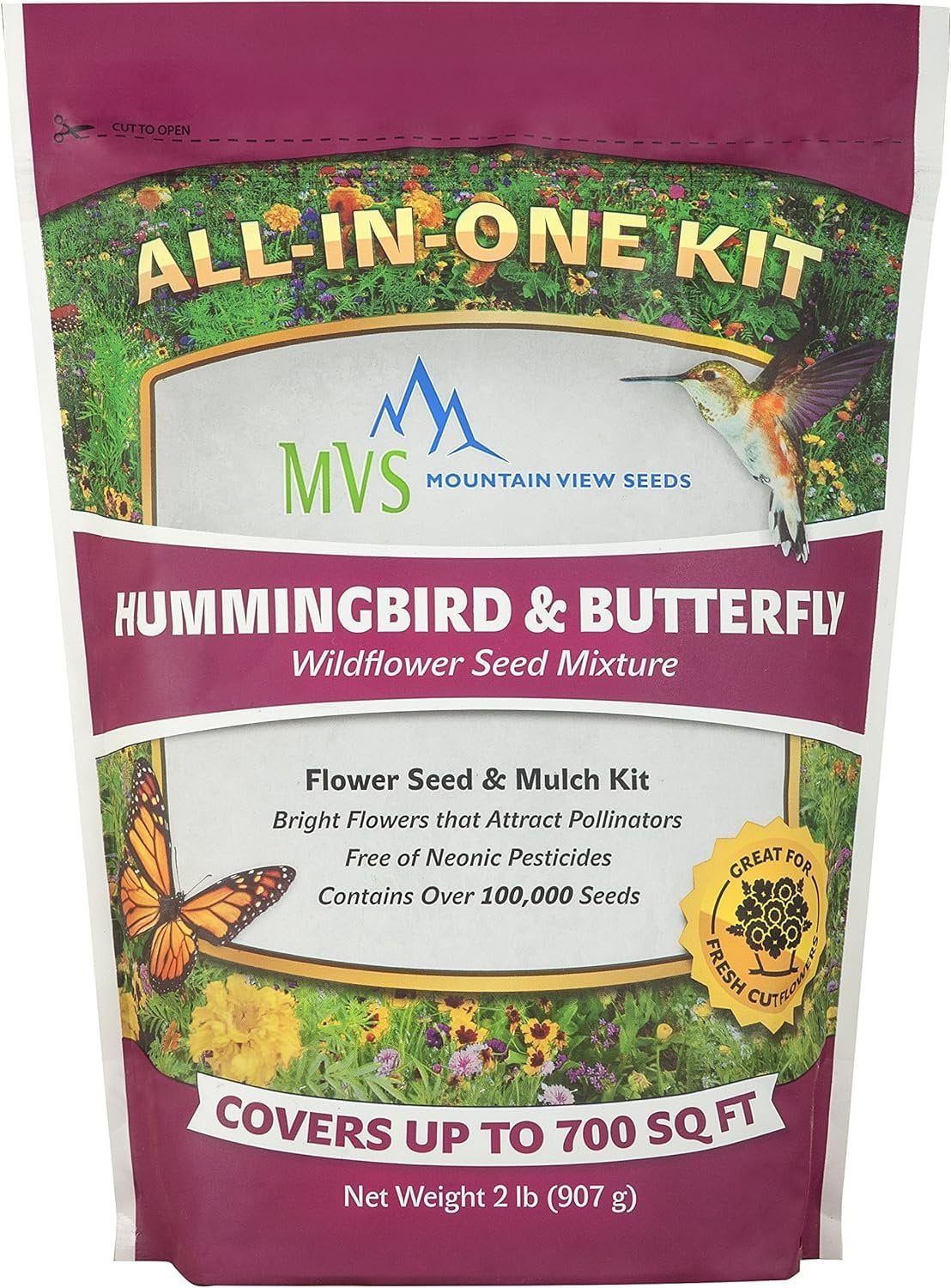 Mountain View Seeds Hummingbird & Butterfly Wildflower Seed Mixture ...