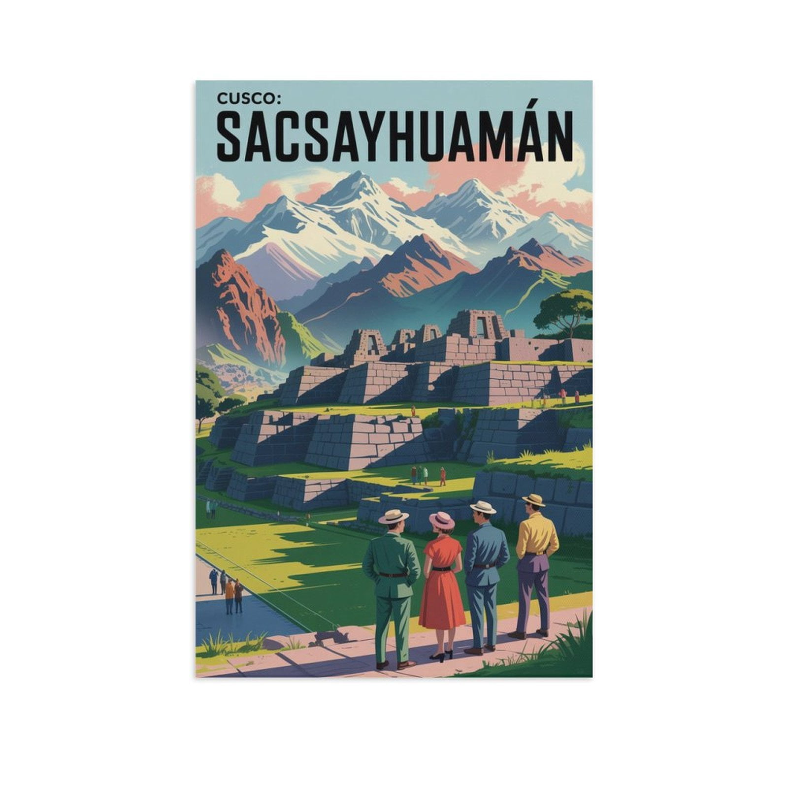 Mountain View Wall Art Sacsayhuaman Cusco Peru Retro Travel Poster ...
