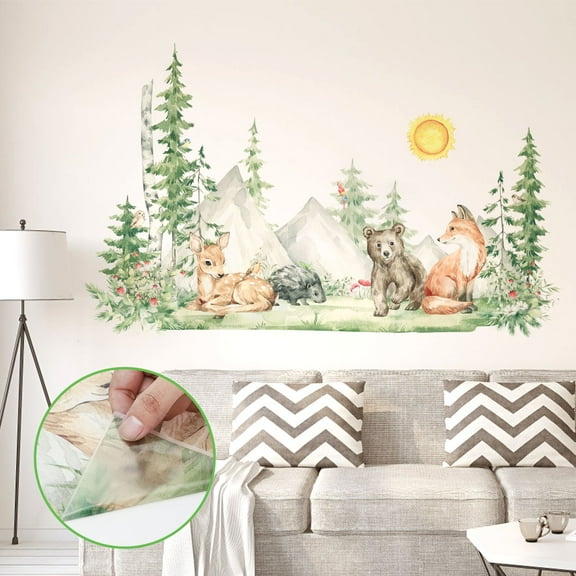 3Pcs Woodland Wall Decals Set Forest Tree Wall Stickers DIY Forest Tree ...