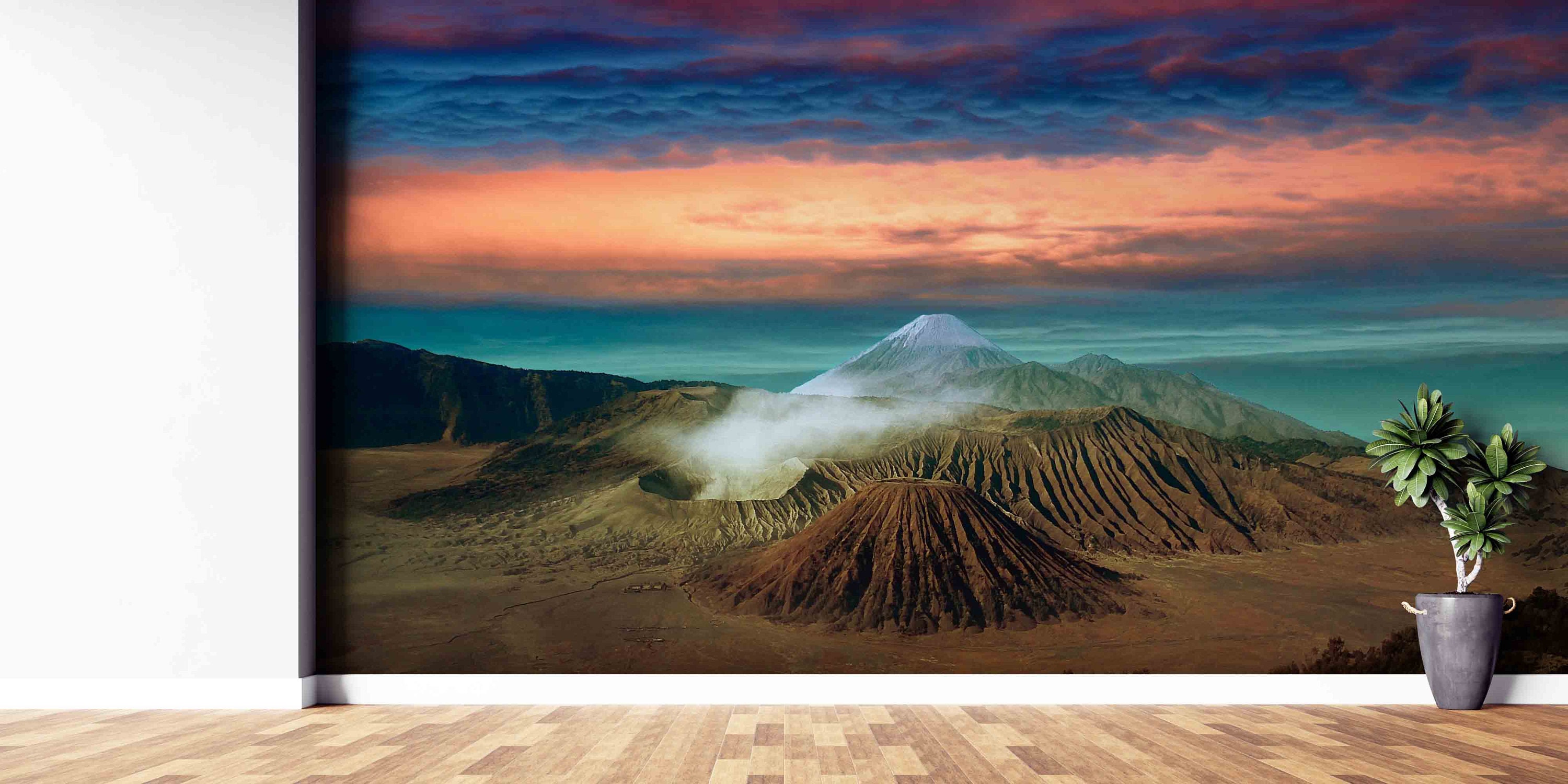 Mountain Wall Mural, 3d Wallpaper, Mount Bromo Wall Mural, Bright ...