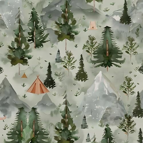 Mountain Wall Paper Green Wallpaper Peel and Stick Boho Tree Contact ...