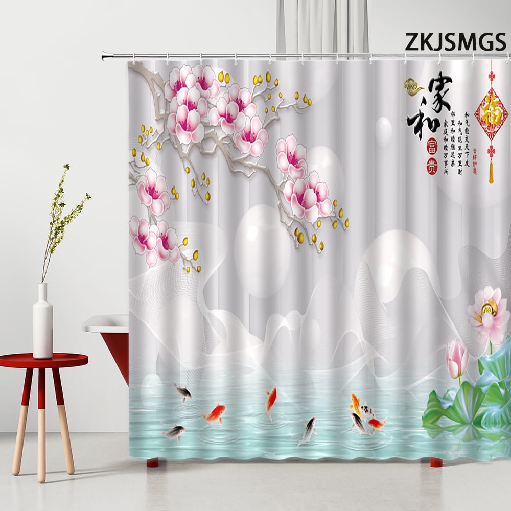 Mountain Water Landscape Shower Curtain Aesthetic Waterfall Forest ...
