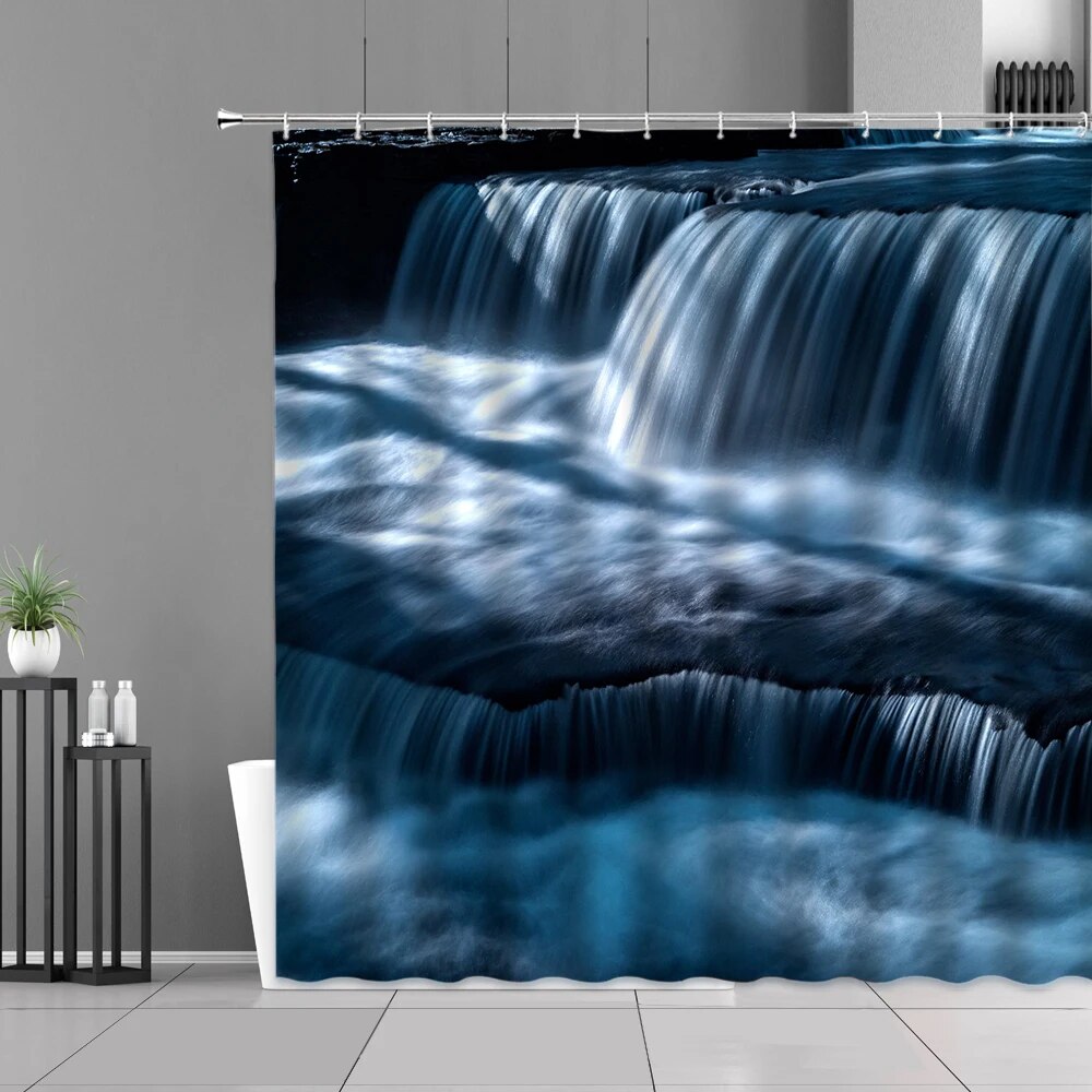 Mountain Water Shower Curtains 3D Print Natural Landscape Alpine ...