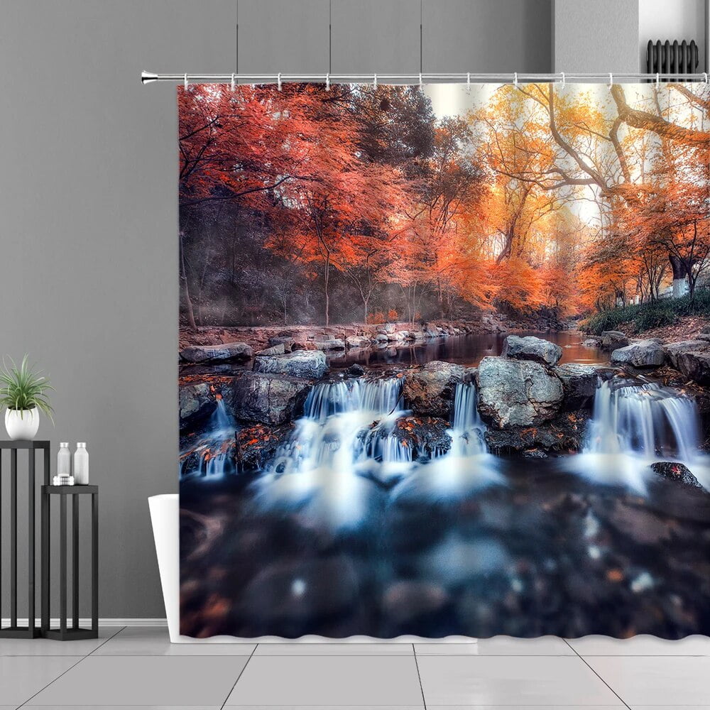 Mountain Water Shower Curtains 3D Print Natural Landscape Alpine ...