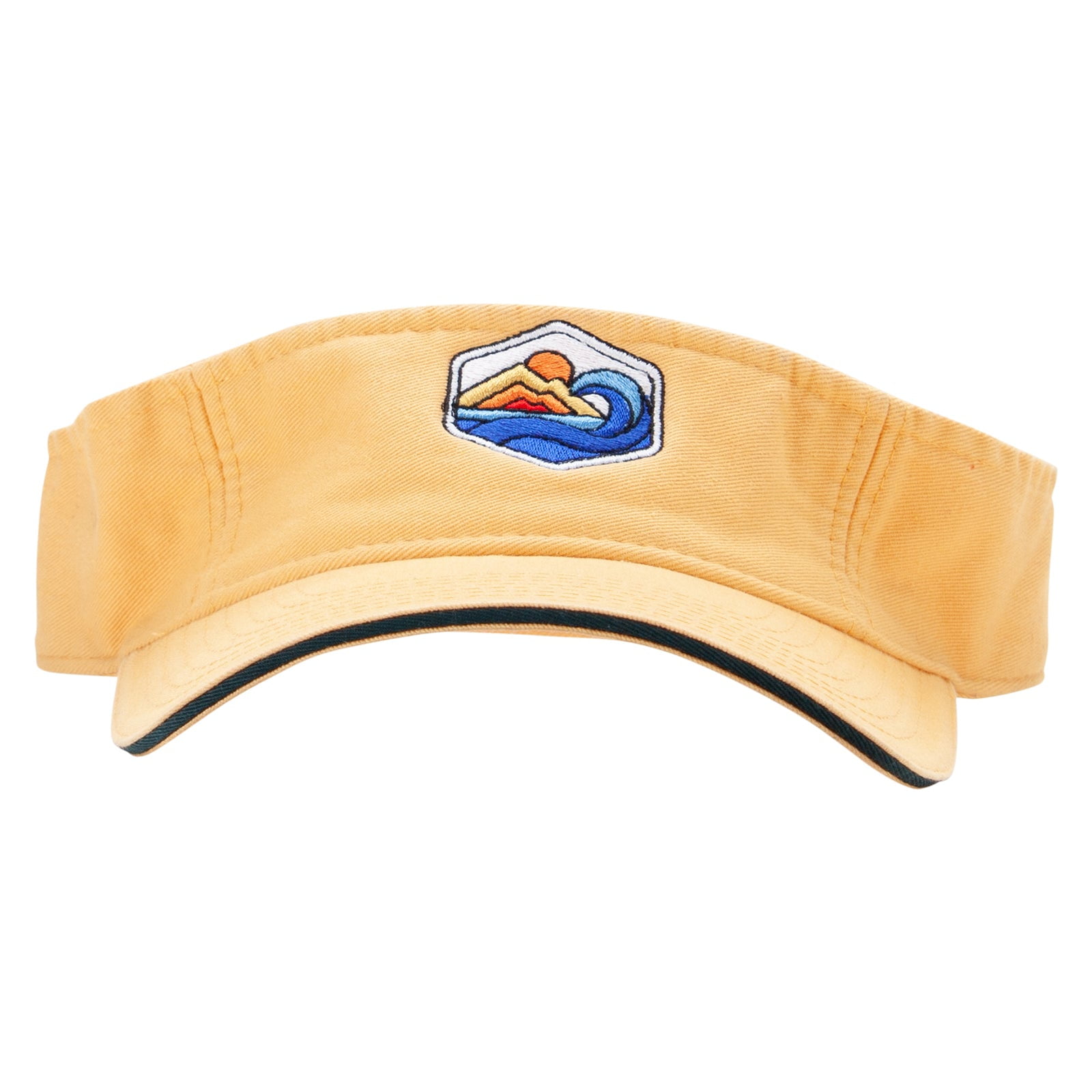 Mountain Waves Embroidered Pro Style Cotton Twill Washed Visor - Mango ...