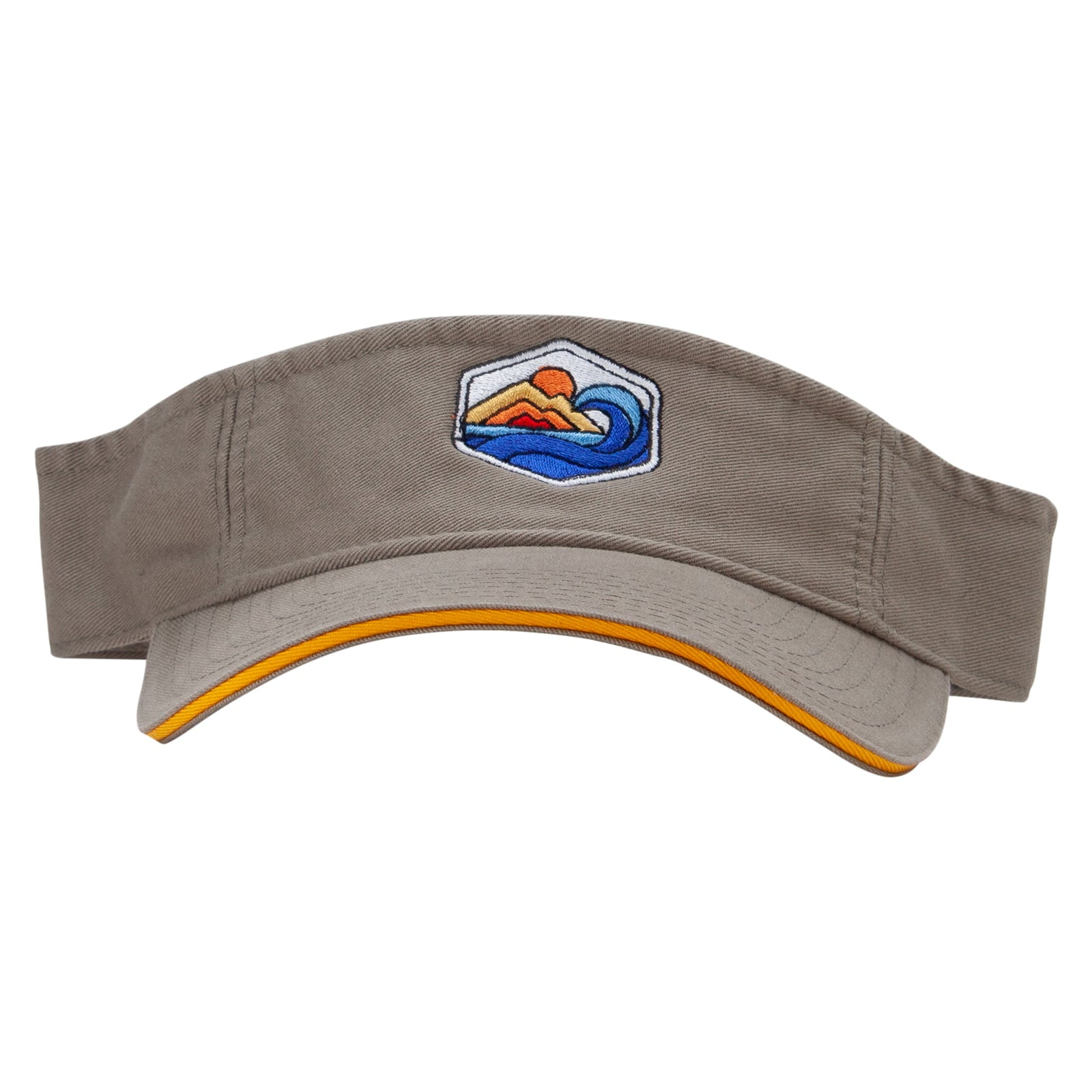 Mountain Waves Embroidered Pro Style Cotton Twill Washed Visor - Olive ...
