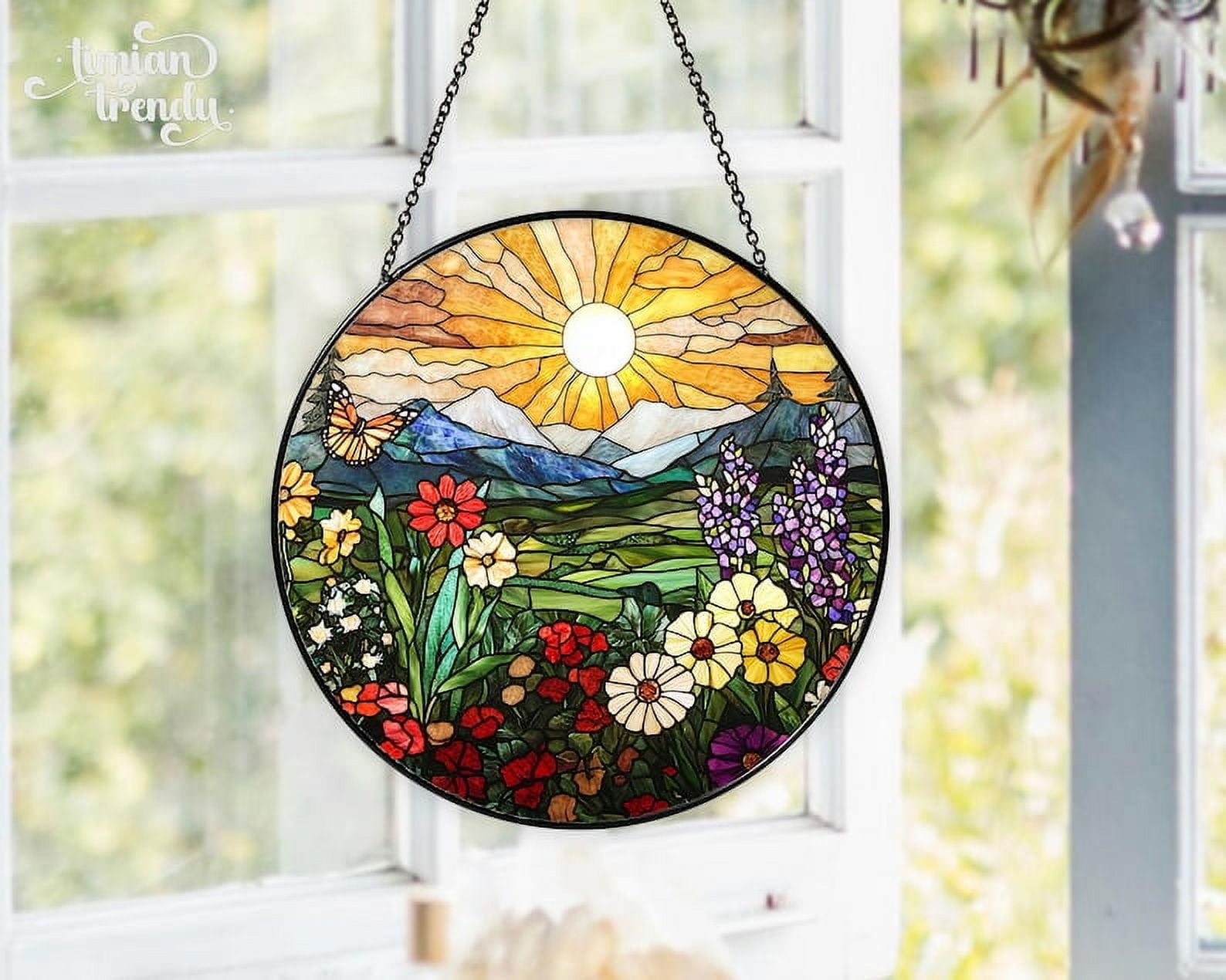 Mountain Wildflowers Stained Glass Suncatcher Ornament, Nature ...