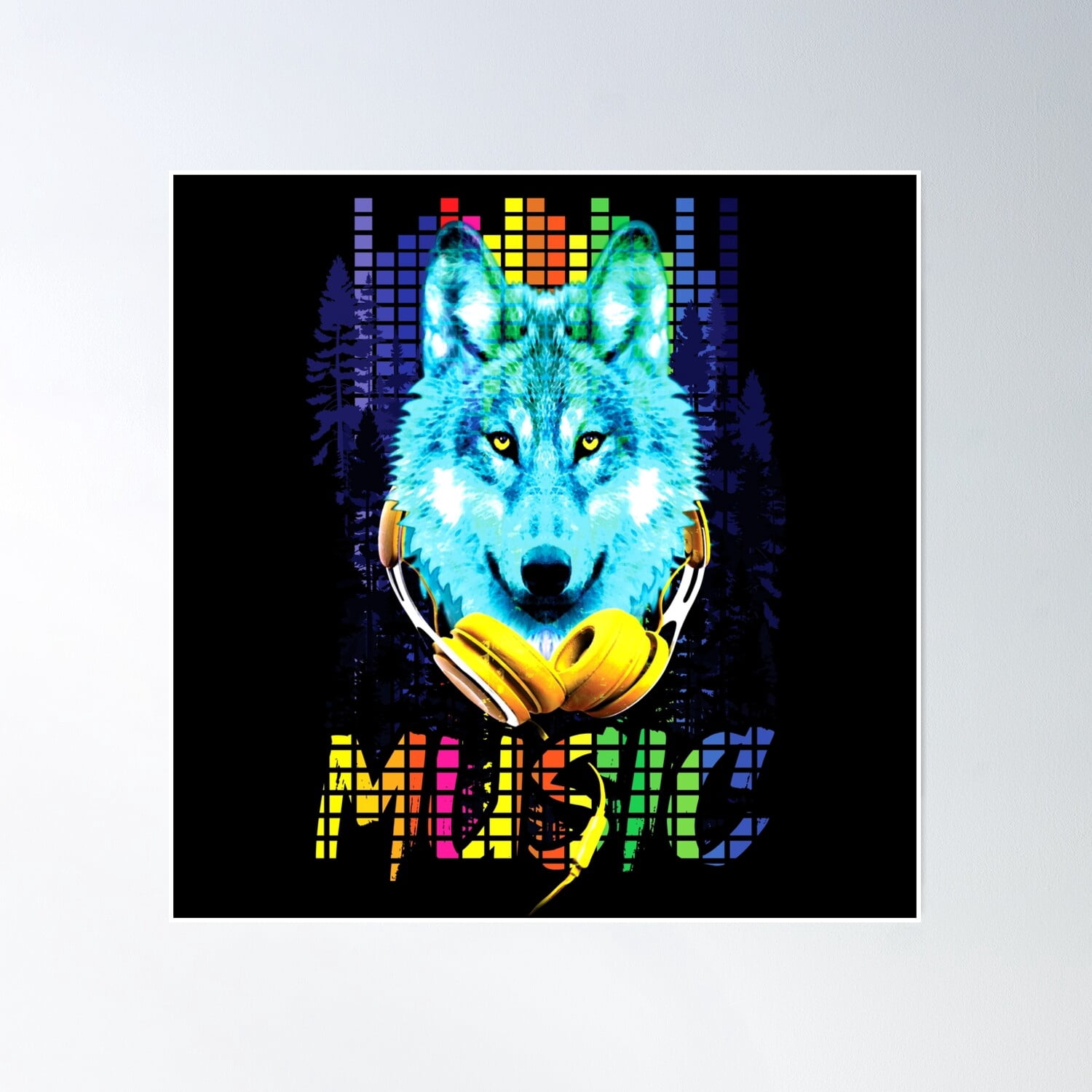 Mountain Wolf Custom Music Club, Wolf Colorful Design Poster Wall Art ...