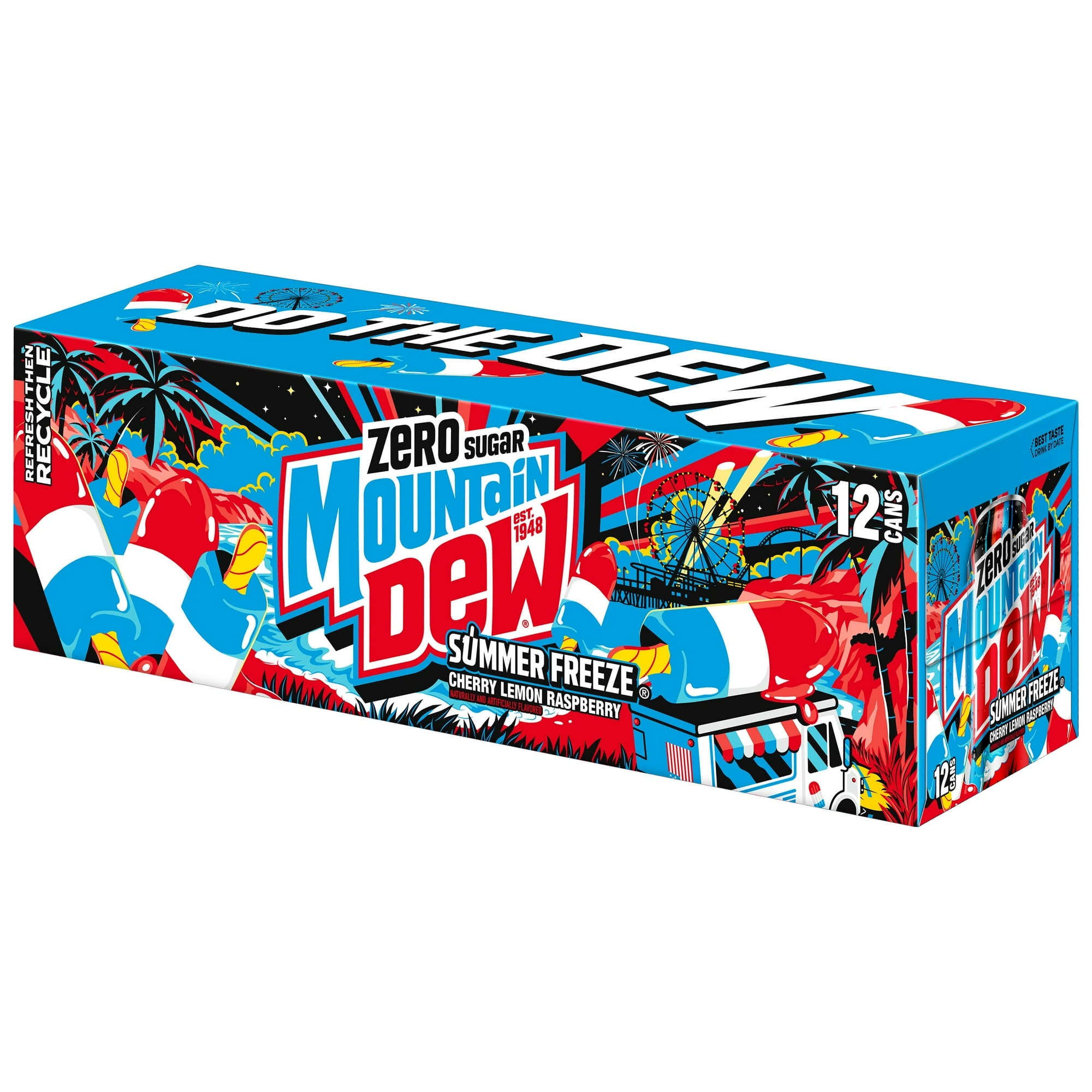 Mountain Dew Zero Sugar Soda, Summer Freeze Flavor, 12 Pack, 12 fl oz ...