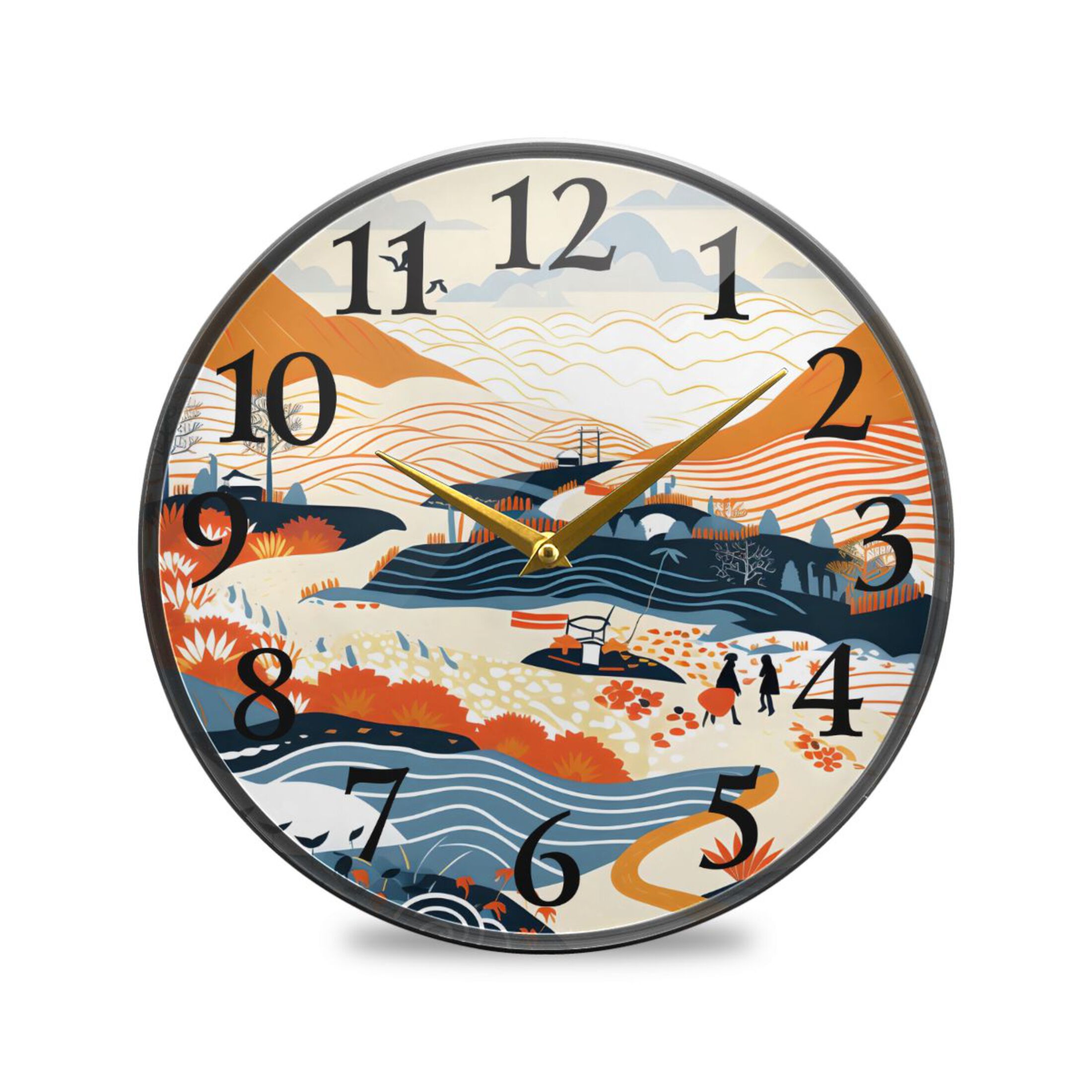Mountain and Birds Landscape Wall Clocks Battery Operated 9.5 Inch ...