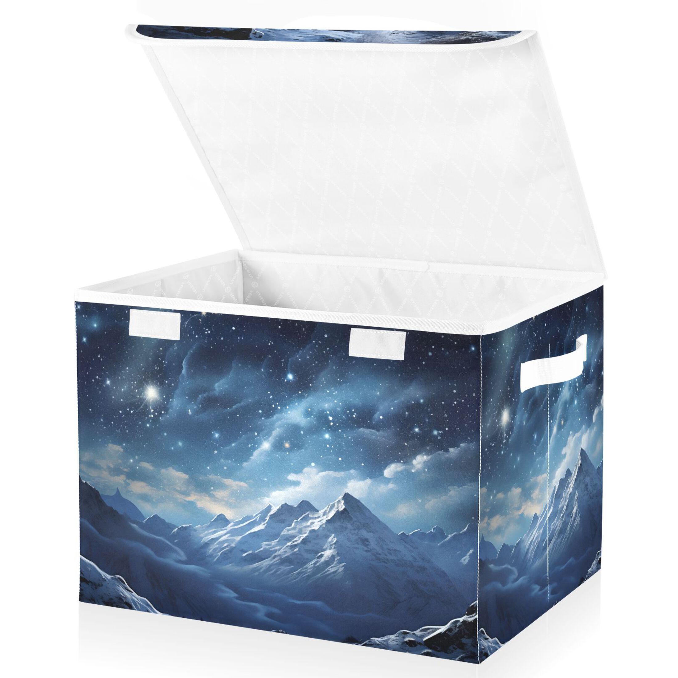Mountain and Night Large Lidded Bin Foldable Storage Baskets Boxes ...