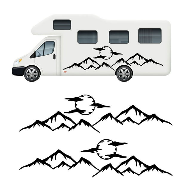 Mountain and Wolf Motorhome Caravan Camper Van Car Window Vinyl Sticker ...