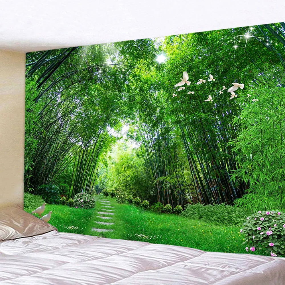 Mountain and lake scenery pattern hanging cloth home decoration room ...