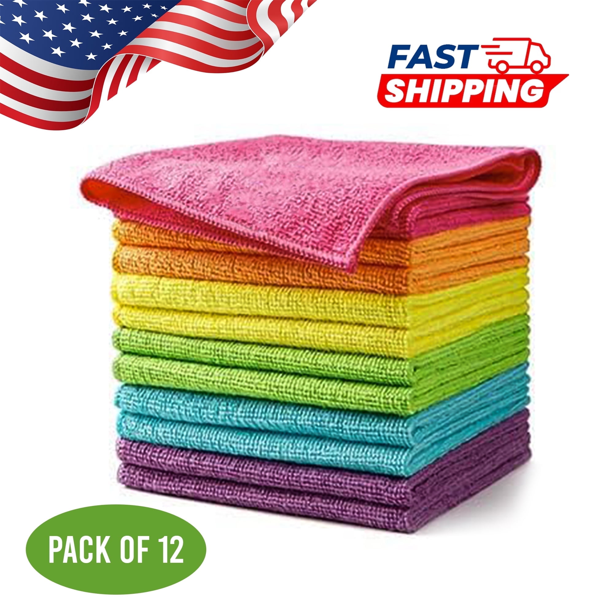 MountainAir - 12 Pcs Multi Color Microfiber Cloth for Household ...