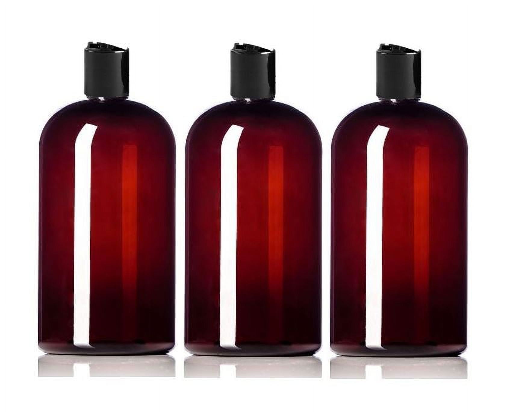 Mountainleaf 3 Pack 16 oz (500 ml) Amber Squat Boston Round PET Plastic ...