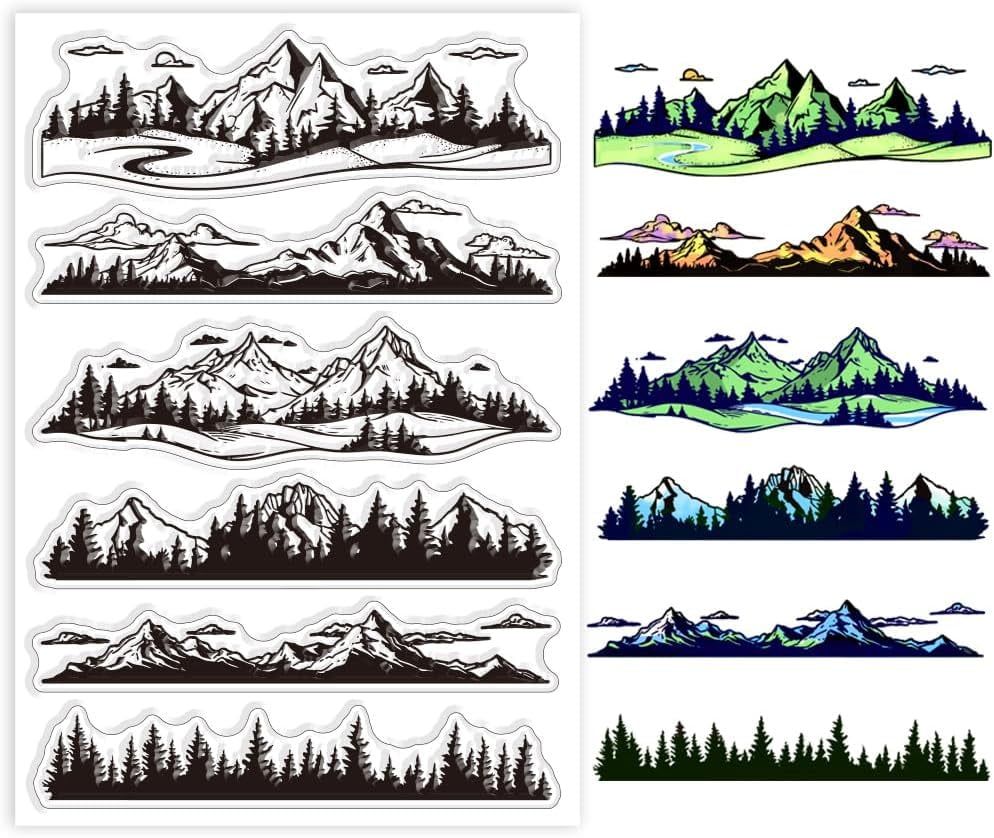 Mountains Borders Clear Stamps Rivers Clear Stamps Forest Woods ...