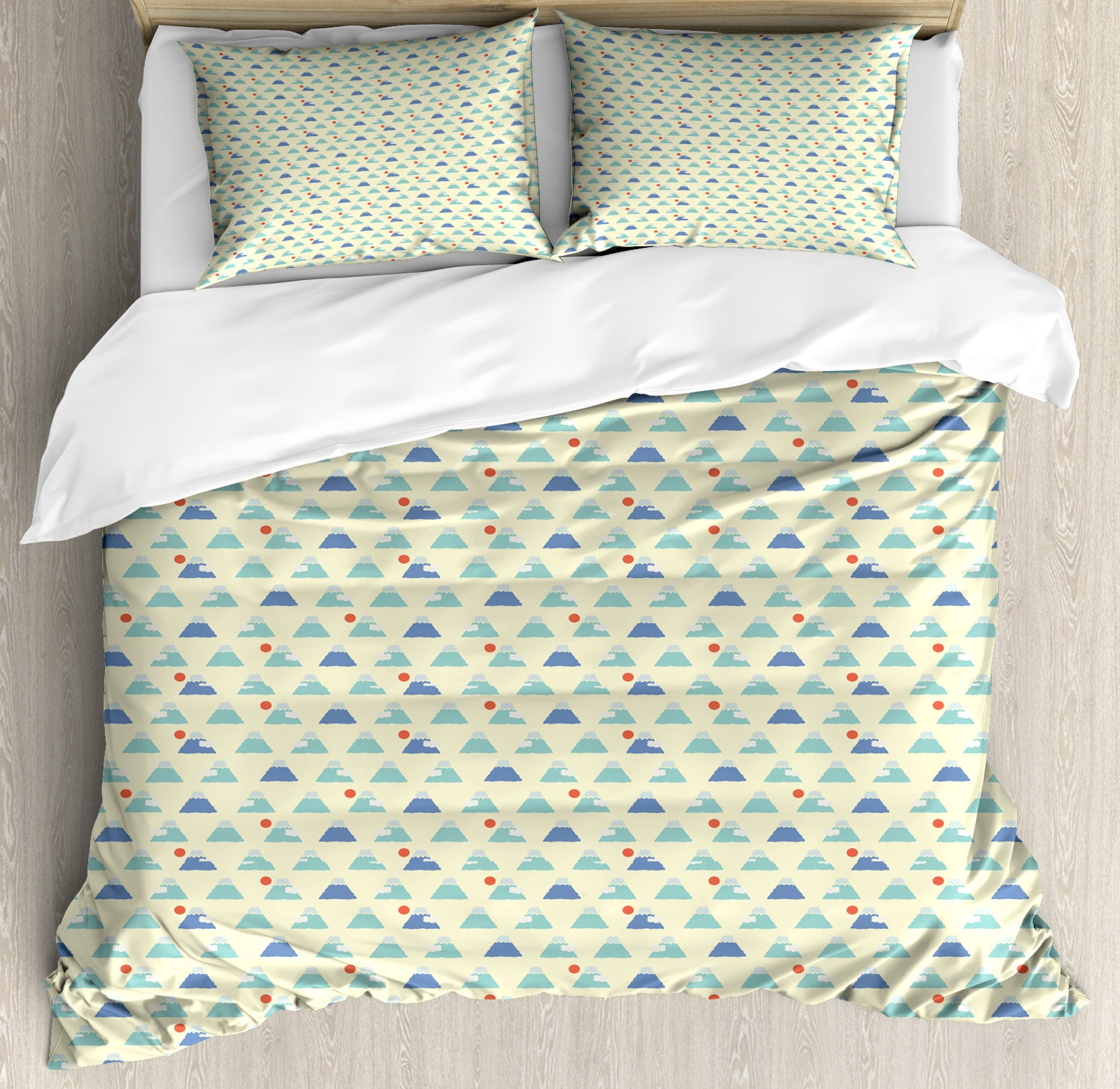 Mountains Duvet Cover Set, Repetitive Doodle of Hill Mount Pattern ...