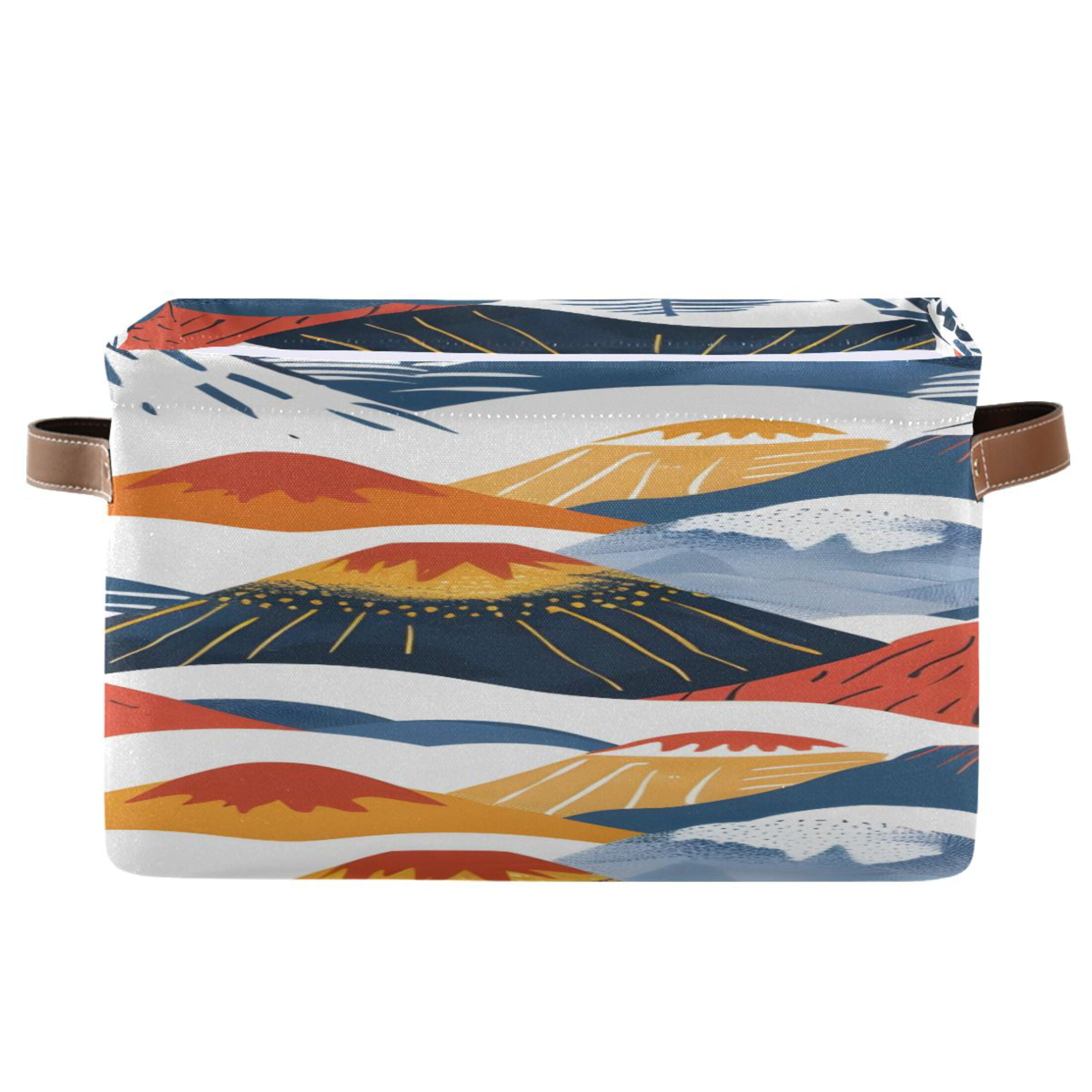 Mountains Hand Painted Square Storage Bins with Handles Collapsible ...