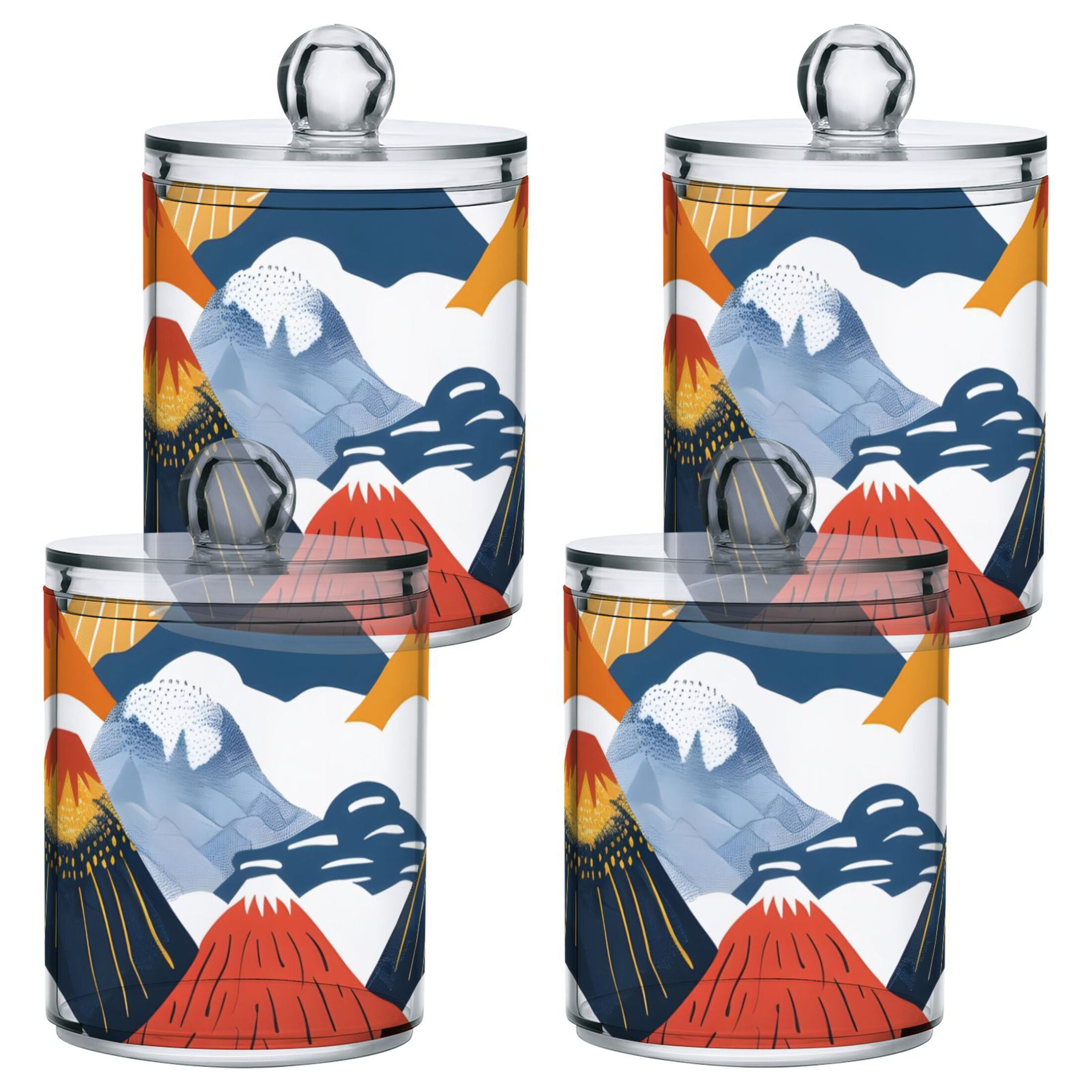 Mountains Hand Painted Translucent Plastic Cans Storage Canisters with ...