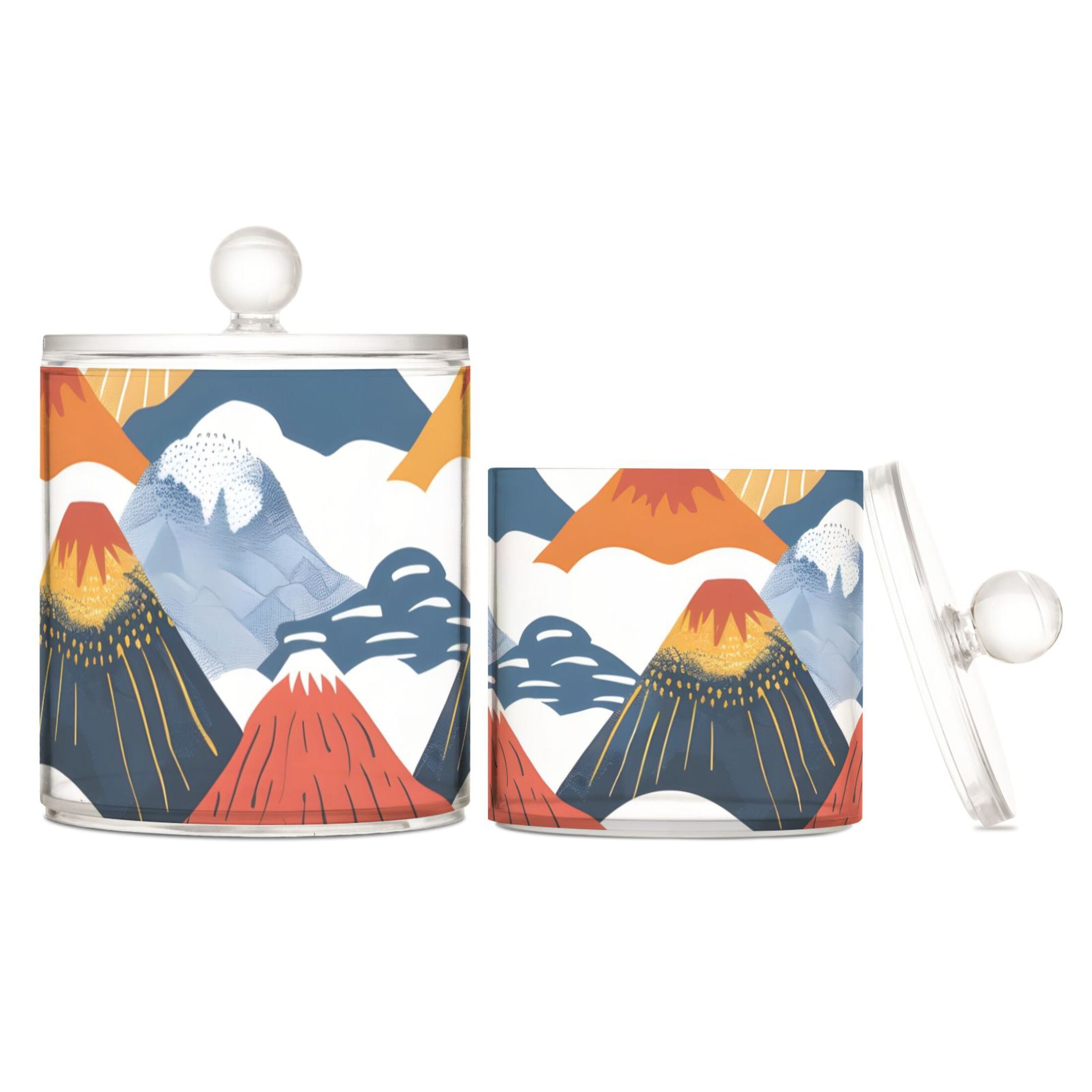 Mountains Hand Painted Translucent Plastic Cans Storage Canisters with ...