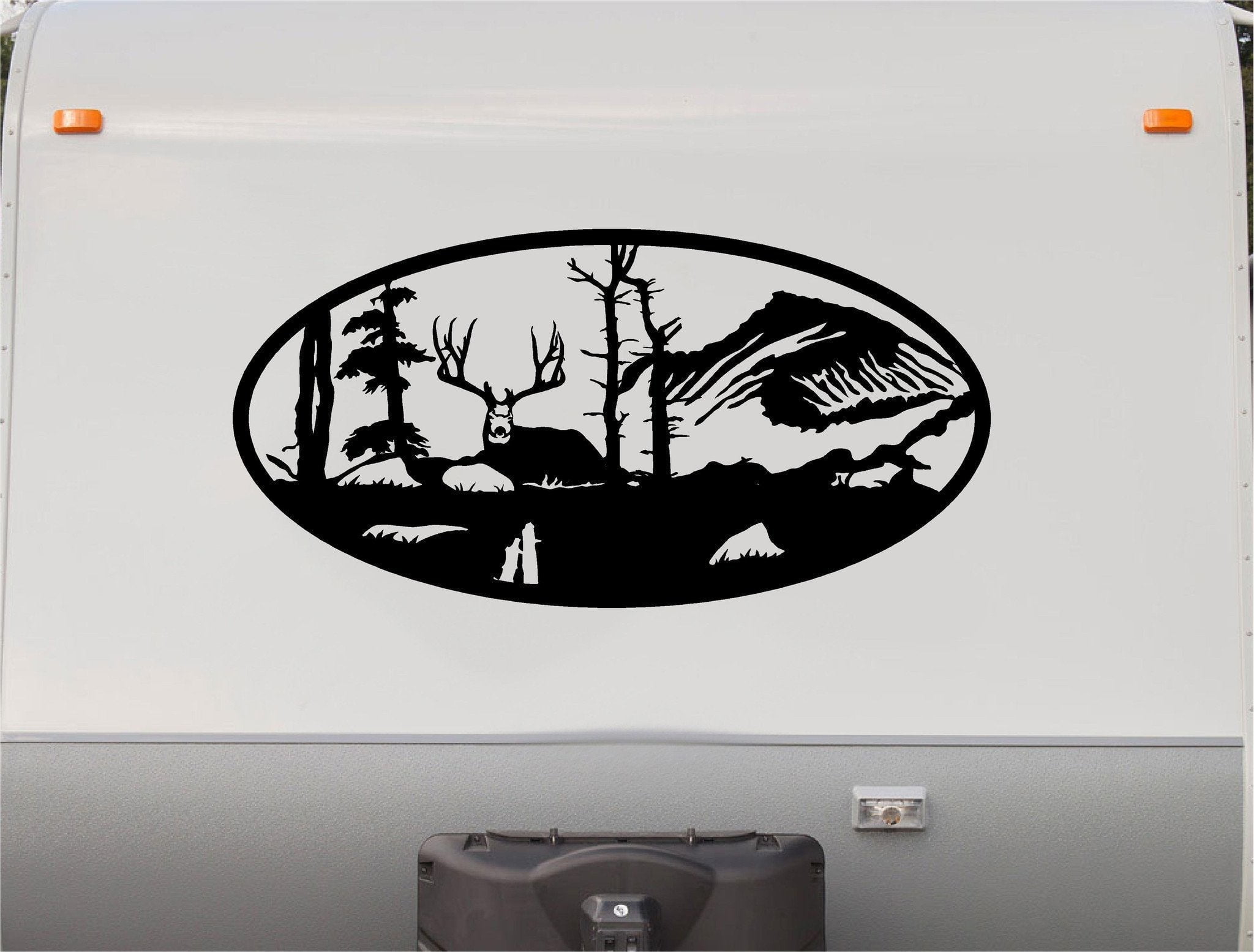 Mountains Lake Deer RV Camper 5th Wheel Motor Home Vinyl Decal Sticker ...