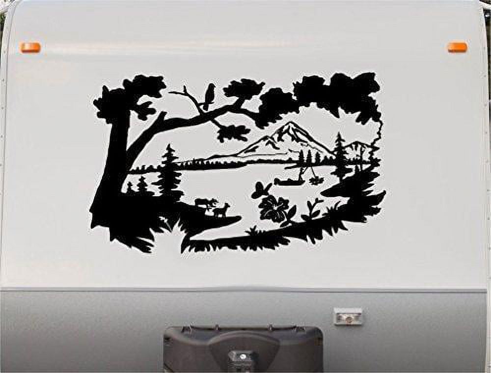 Mountains Lake Pine Tree RV Camper Vinyl Decal Sticker Scene 2 ...