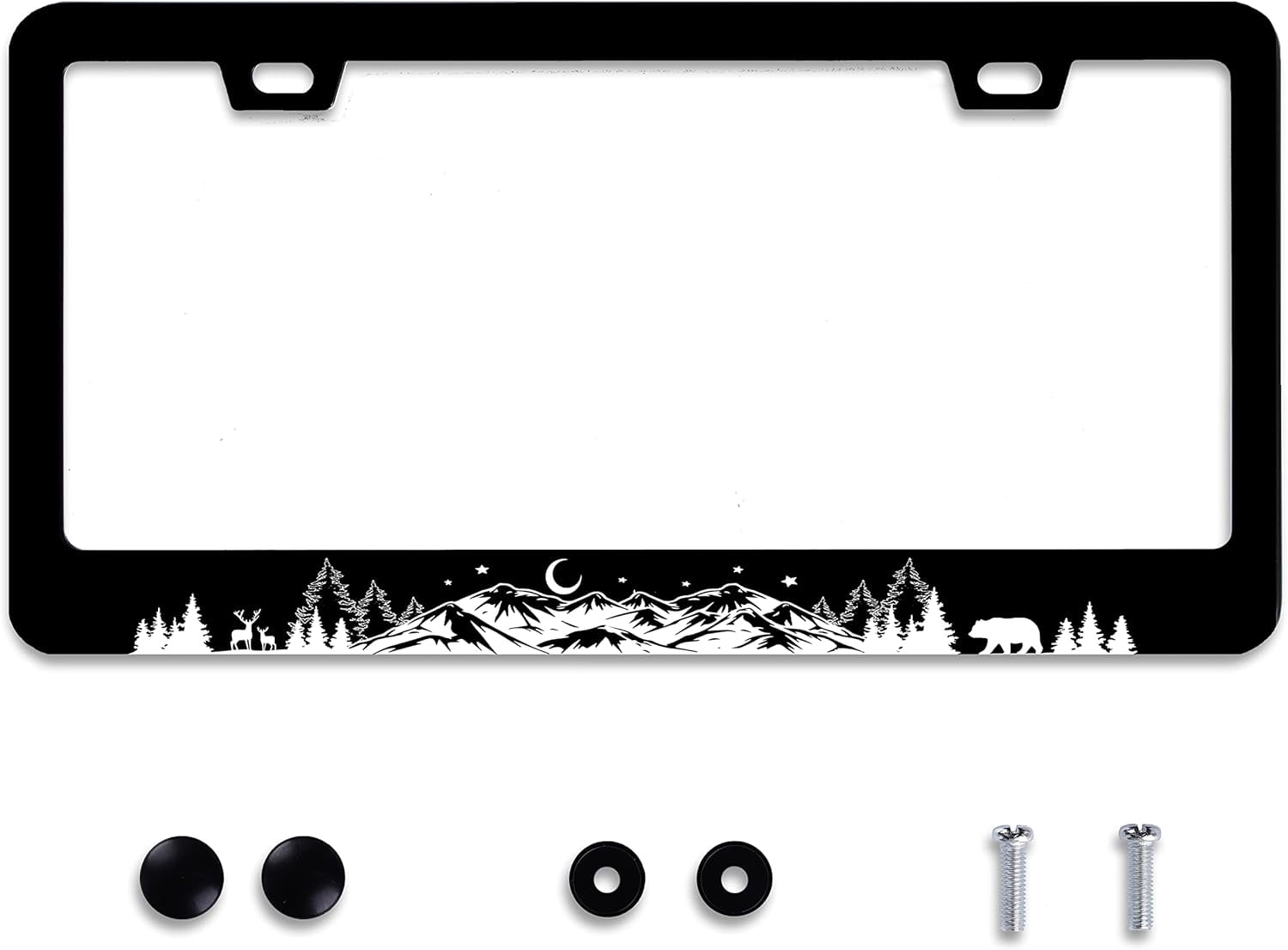 Mountains License Plate Frame Stainless Steel Car Accessories Deer Bear ...