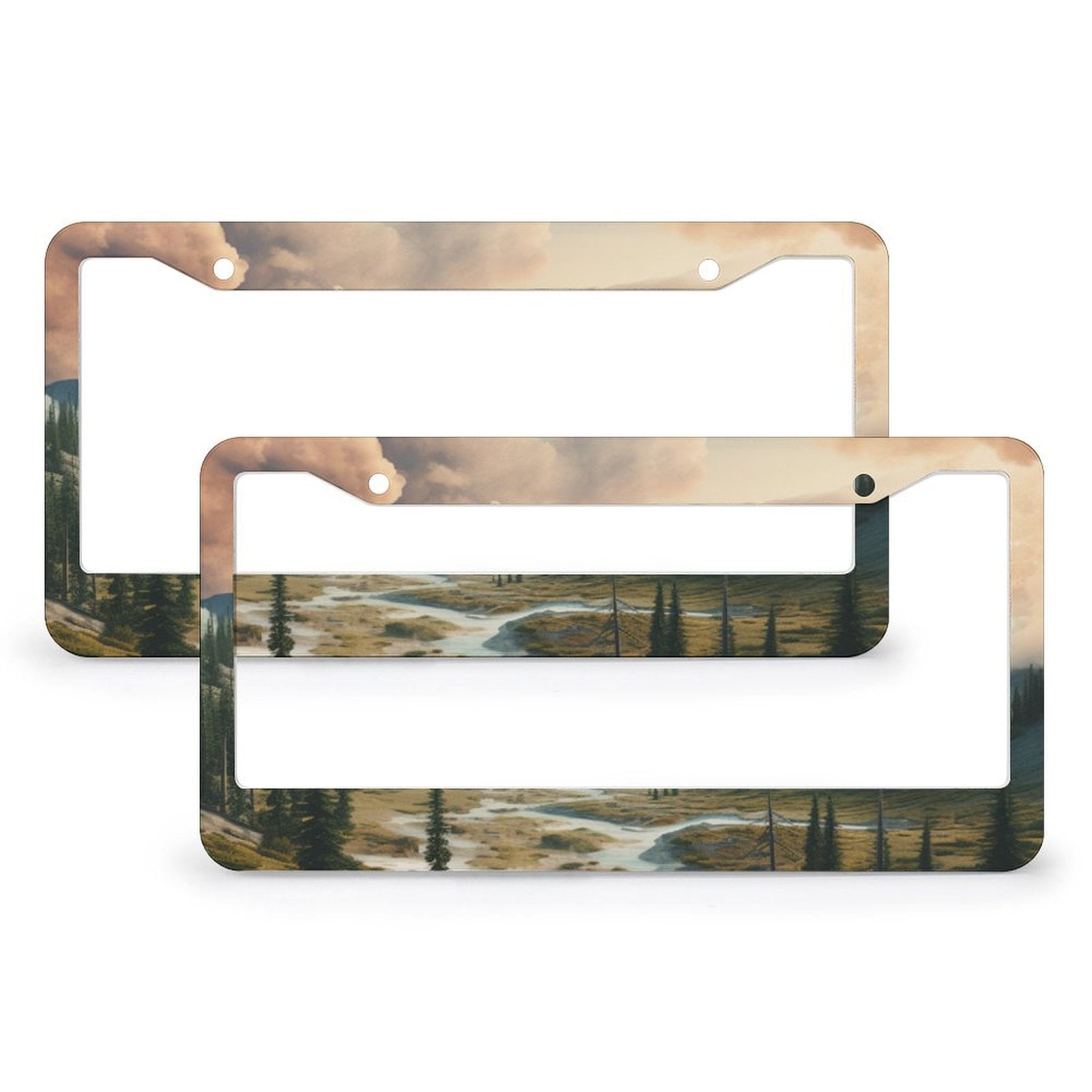 Mountains Nature License Plate Cover 2 Pack Natural Scenery Mountain ...
