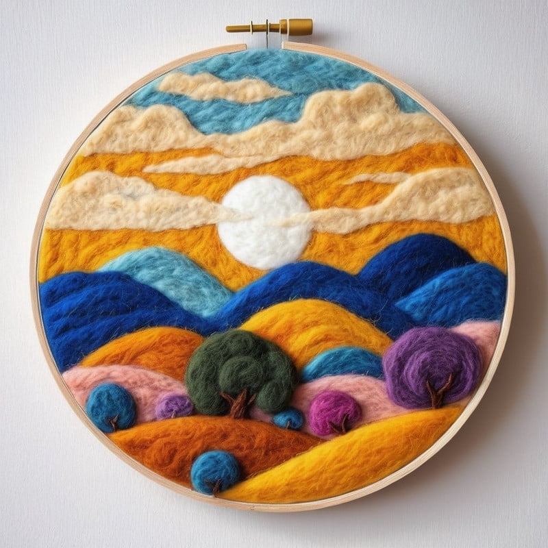 Mountains Needle Felting Set, Beginner Felt Painting Set, With Wool ...