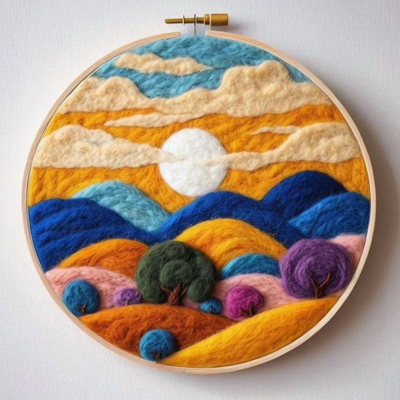 Mountains Needle Felting Set, Beginner Felt Painting Set, With Wool ...