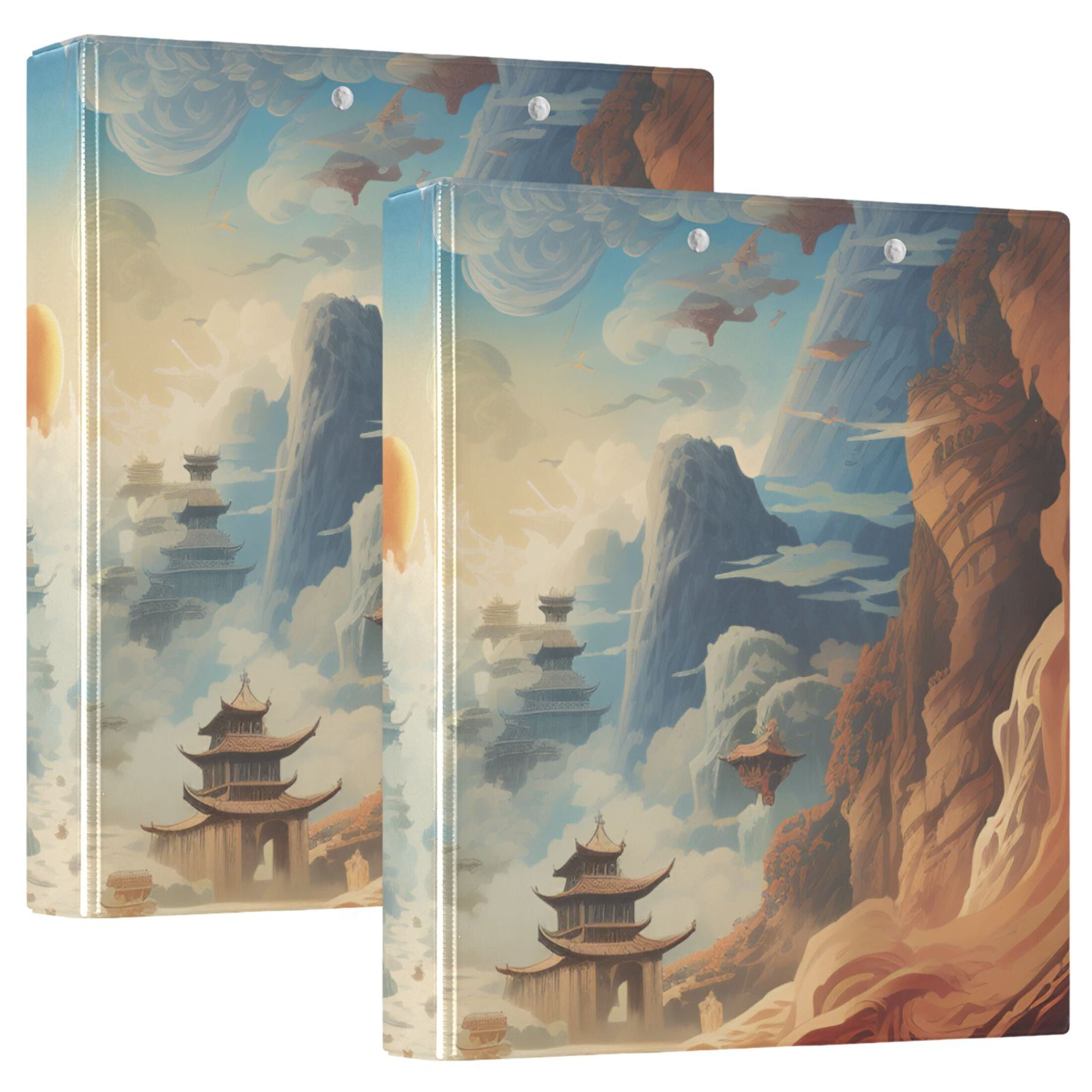 Mountains Person Clouds Temples 3 Ring Binders 1.5 inch Hardcover File ...