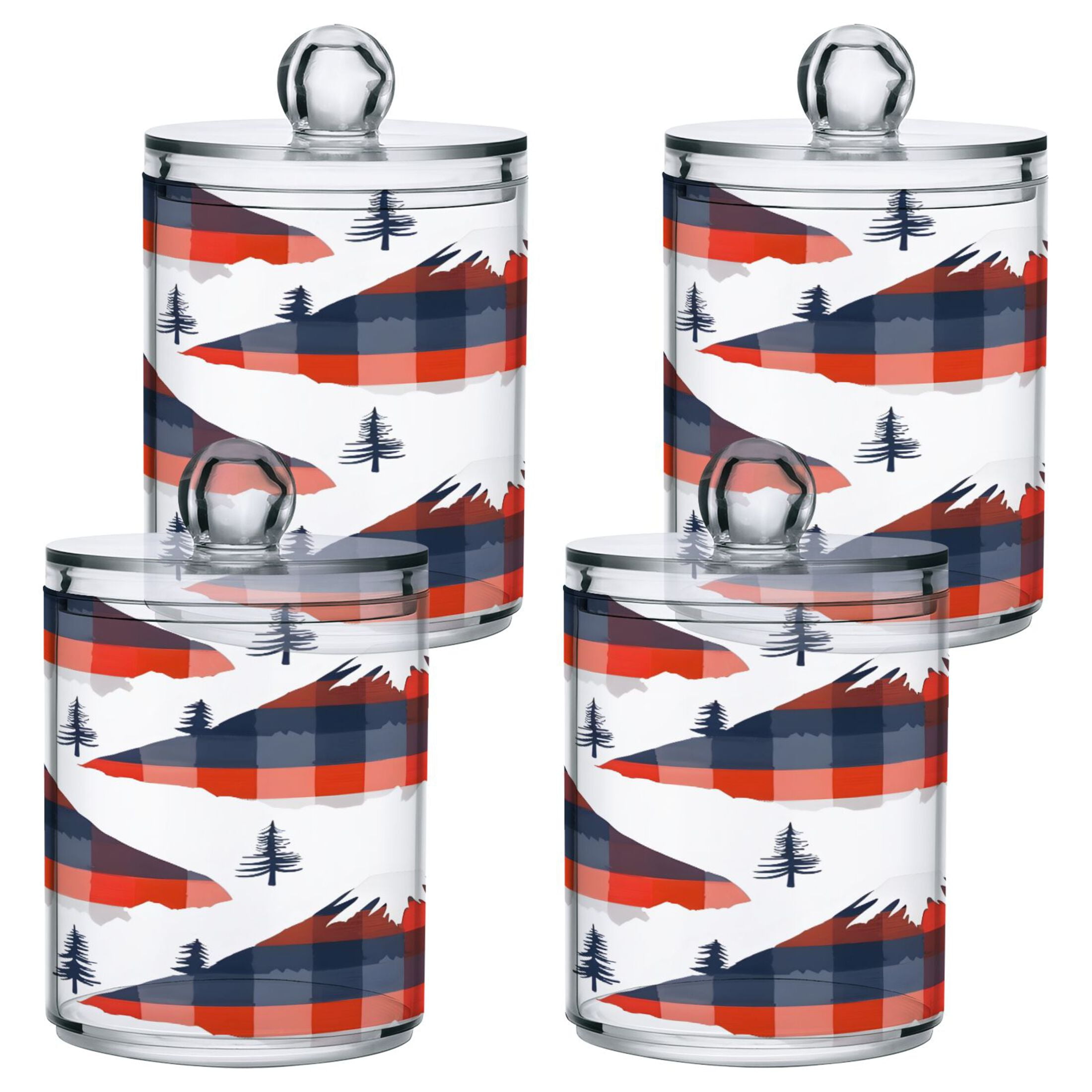 Mountains Trees Forest Translucent Plastic Cans Storage Canisters with ...