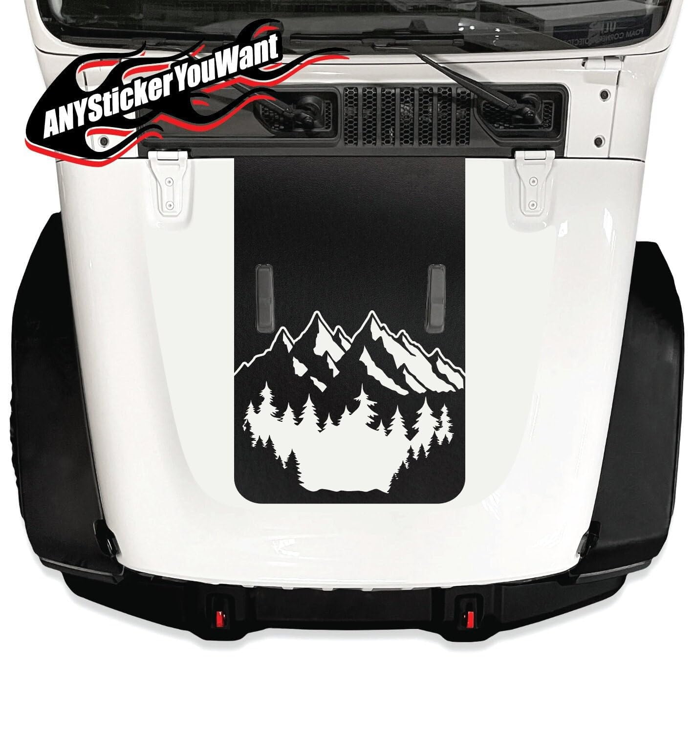 Mountains & Trees Hood Vinyl Decal Compatible with and Fits Jeep ...