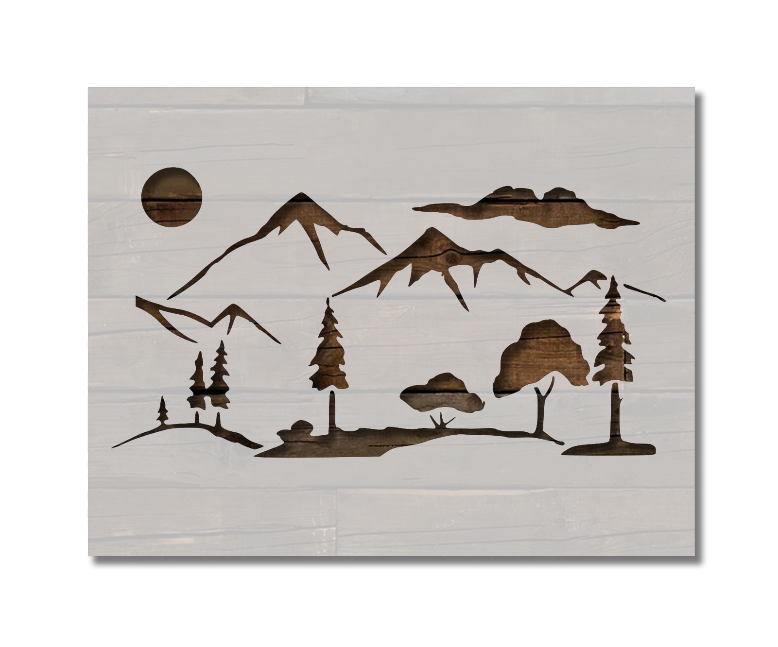 Mountains Trees Landscape Scenery Woods Stencil Template Reusable 8.5 x ...