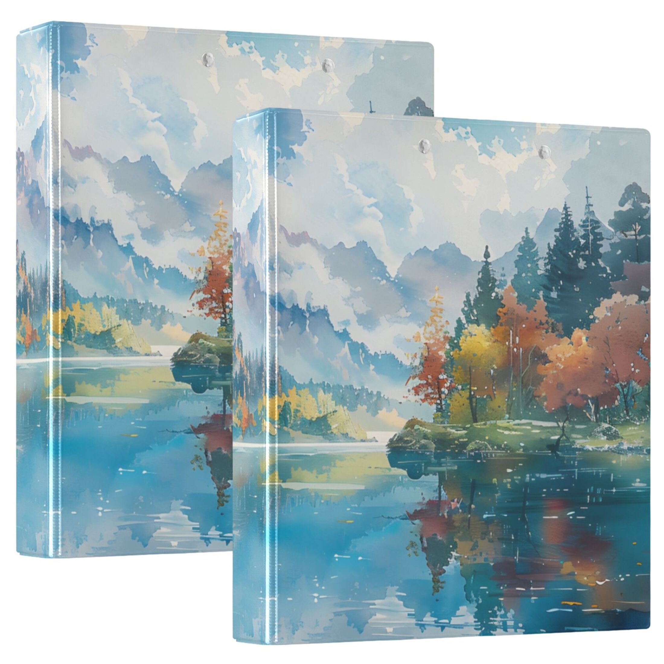 Mountains Trees Sea Sky 3 Ring Binders 1.5 inch Hardcover File Folders ...