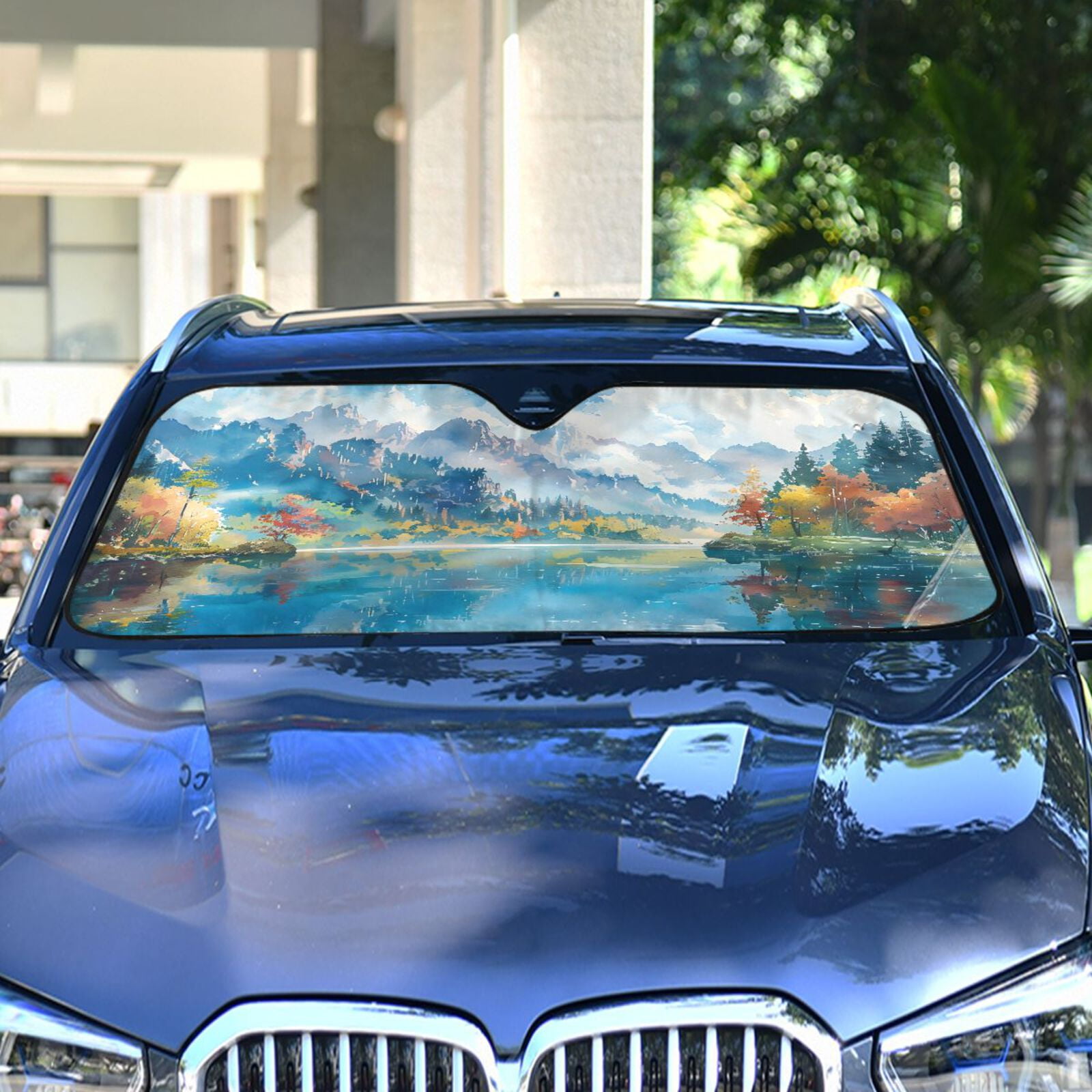 Mountains Trees Sea Sky Automotive Front Car Windshield Sun Shade ...