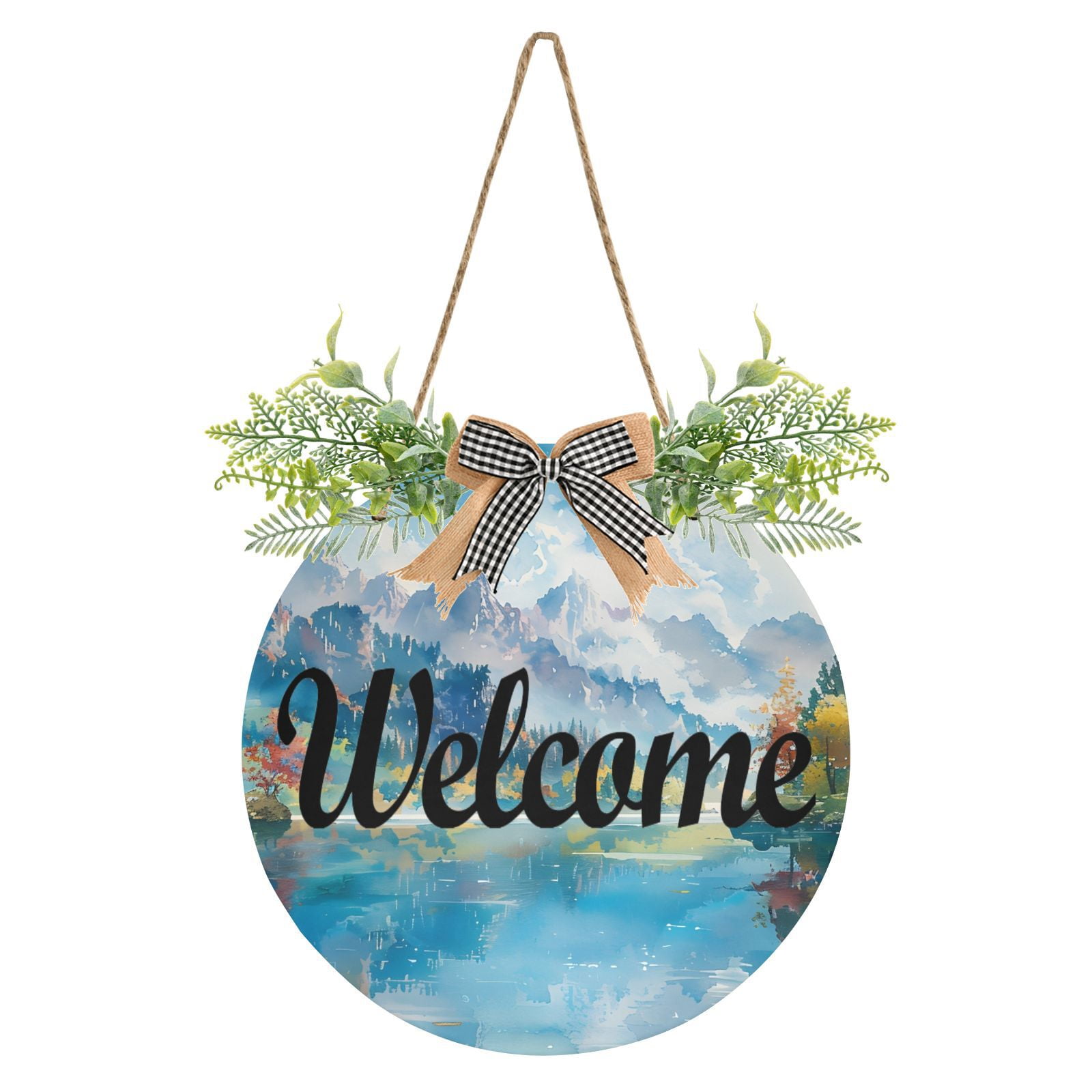Mountains Trees Sea Sky Welcome Sign for Front Door Wreath Door Sign ...