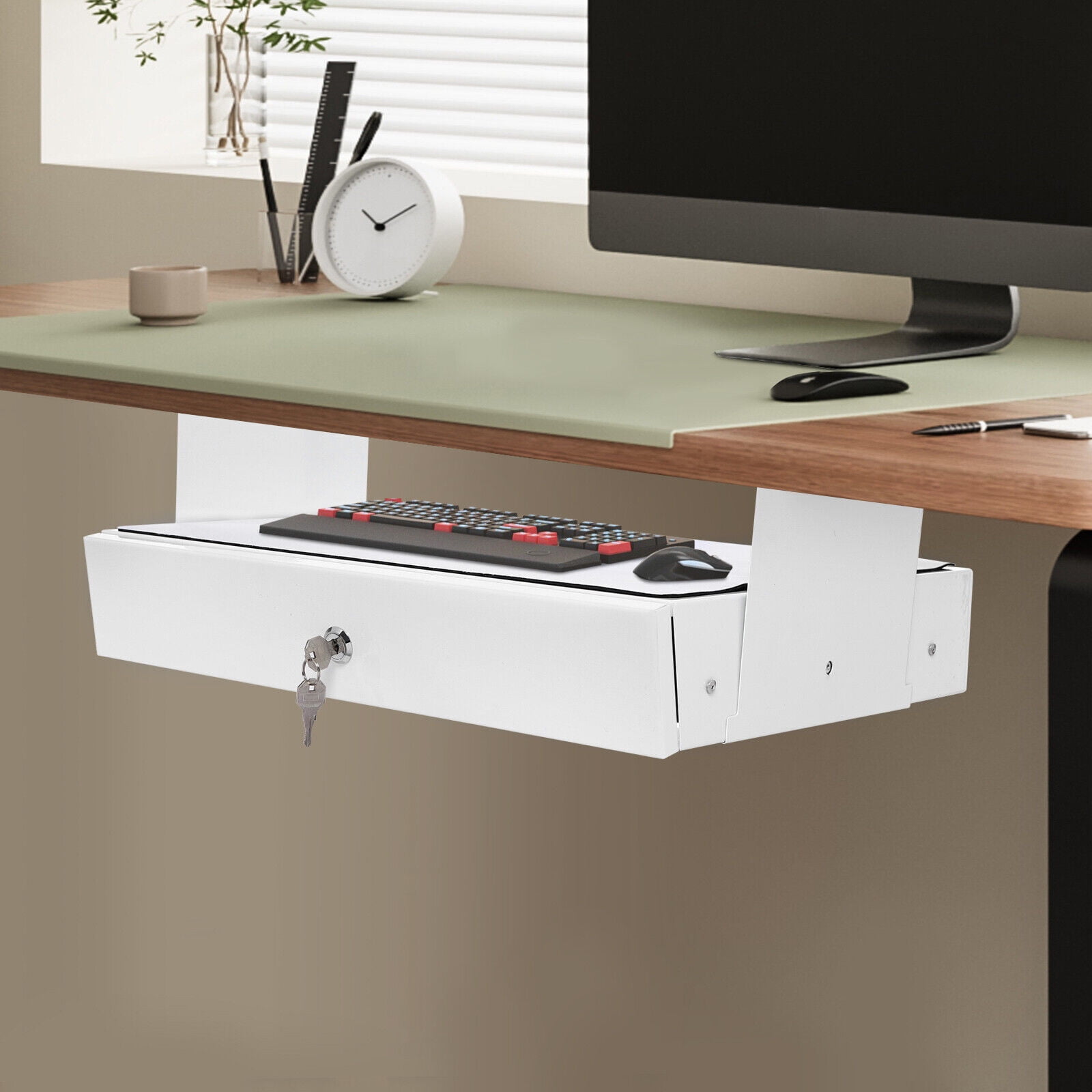 Mounted Sliding Pull-out Drawer Drawer Storage Organizer for Under Desk ...