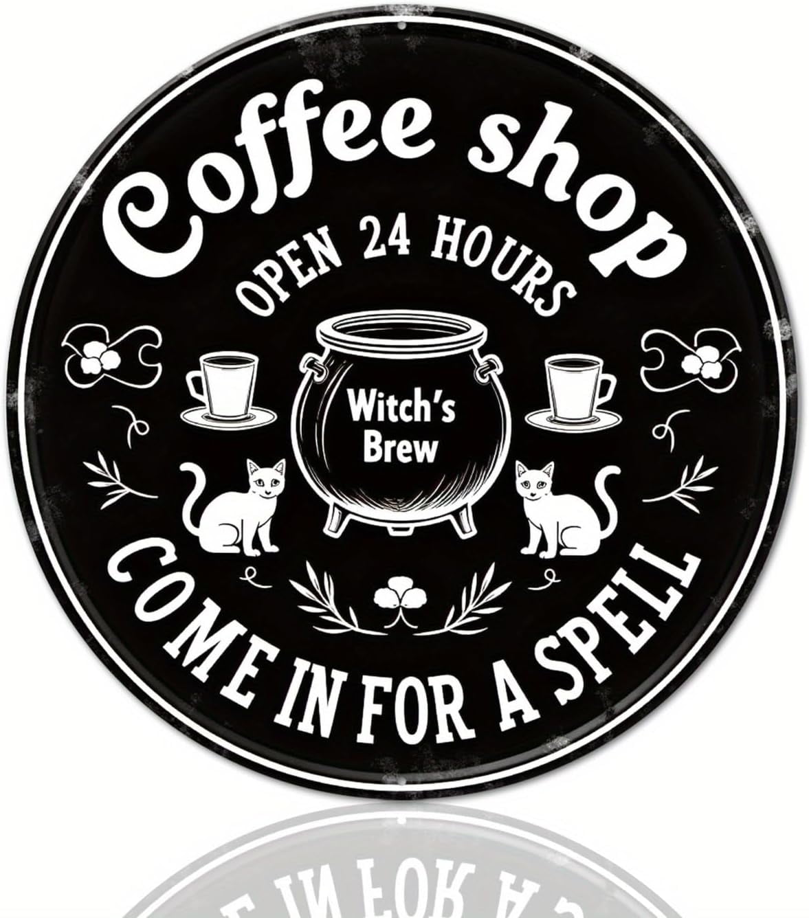 Mourning Coffee Round Aluminum Sign Halloween Theme Wall Art Vintage ...