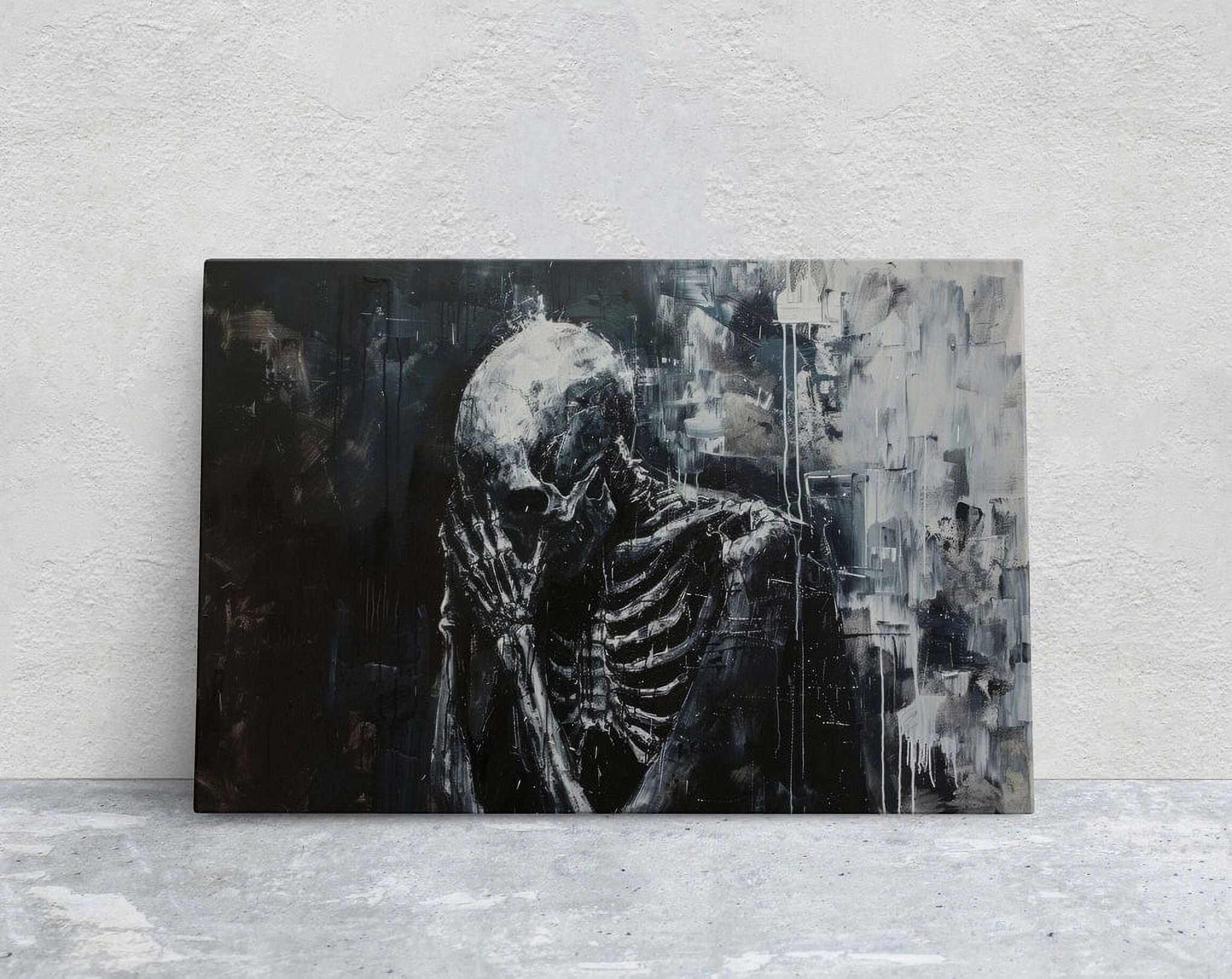 Mourning Death, Skeleton Print, Creepy Decor, Halloween Art, Victorian ...
