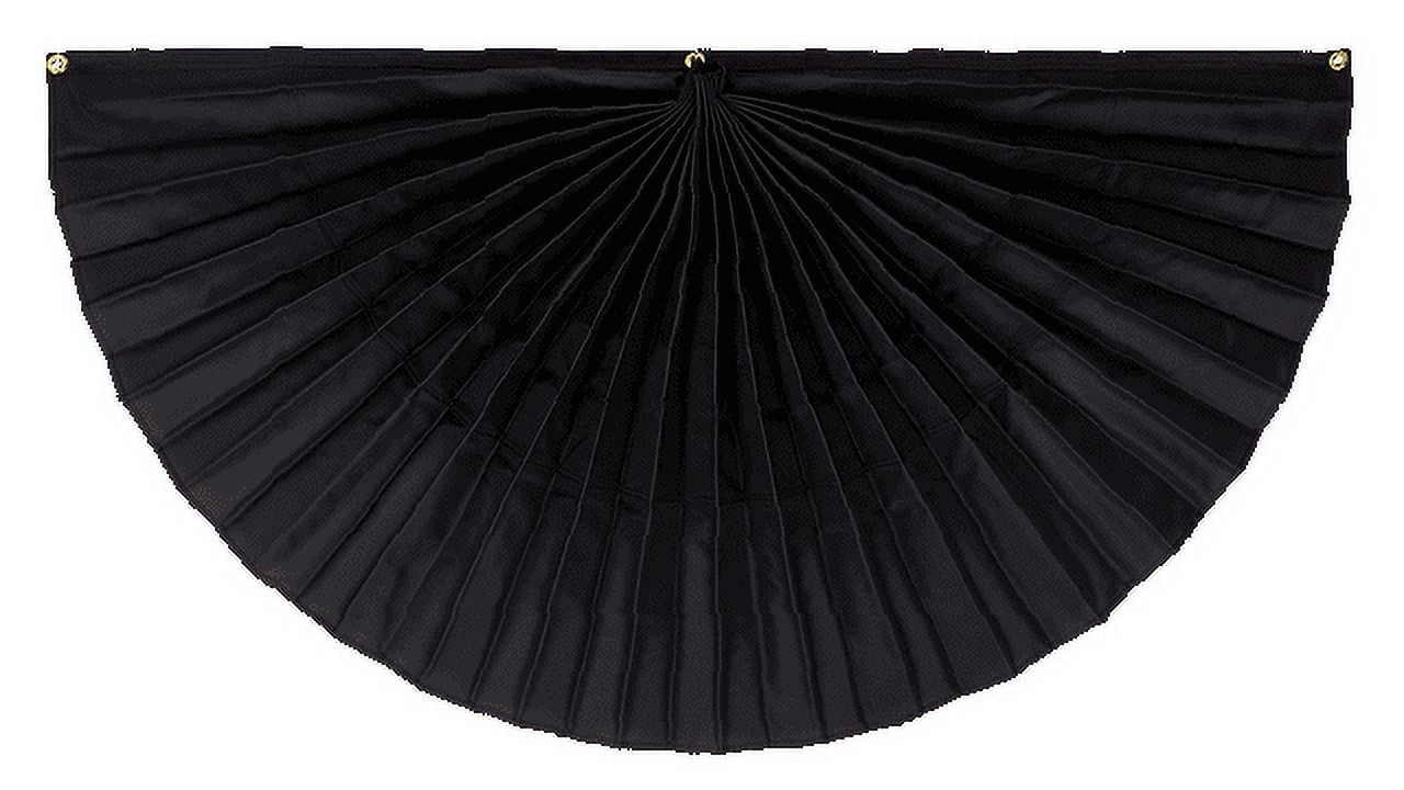 Old Glory 3'x6' All Black Nylon Funeral Bunting Flag - Memorial Pleated ...