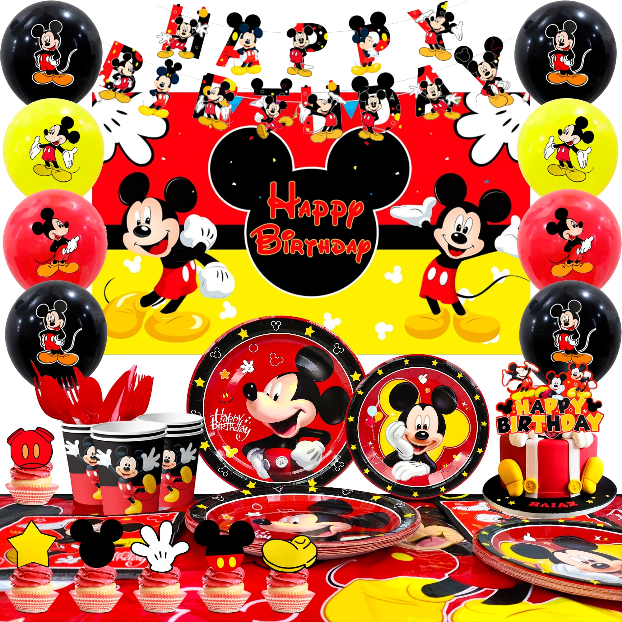 Mouse Birthday Party Supplies, 112 Pieces Cartoon Mouse Birthday ...