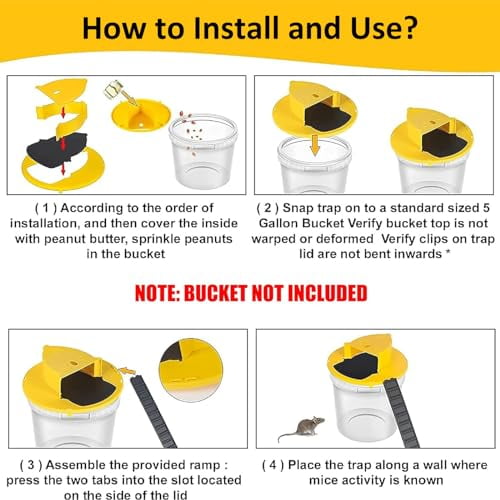 Mouse Bucket Trap, Flip & Slide Bucket Lid Mouse Trap for Indoor ...