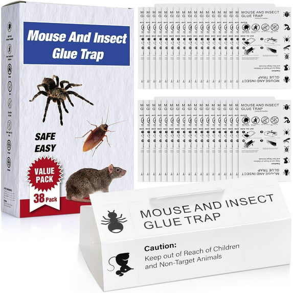 Mouse & Bugs Roach Spider Insect Traps, 38 Pack Glue Traps for Mice Ant ...