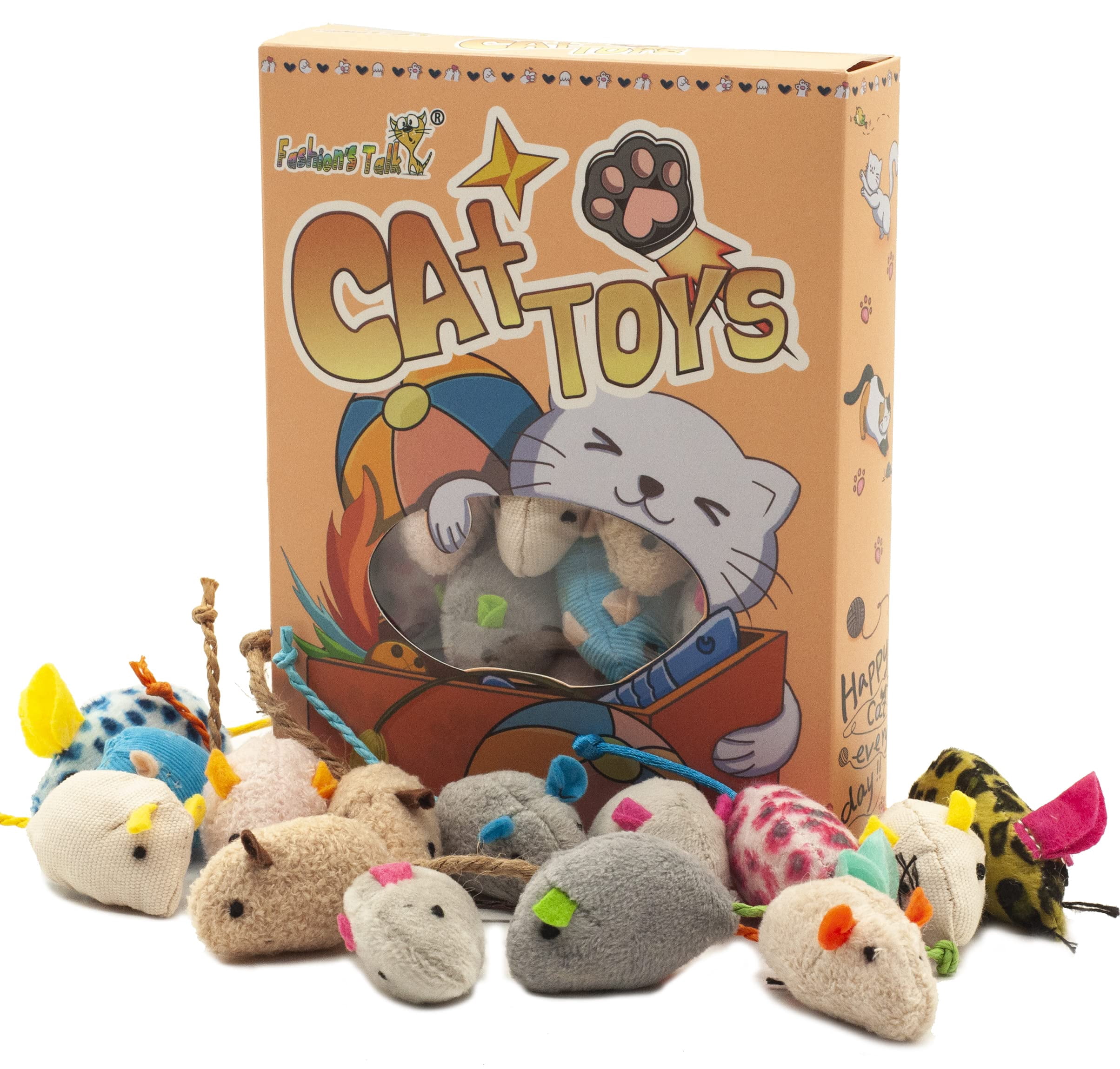 Mouse Cat Toys Soft Plush Catnip Mice Assorted Style Variety Pack 32 ...